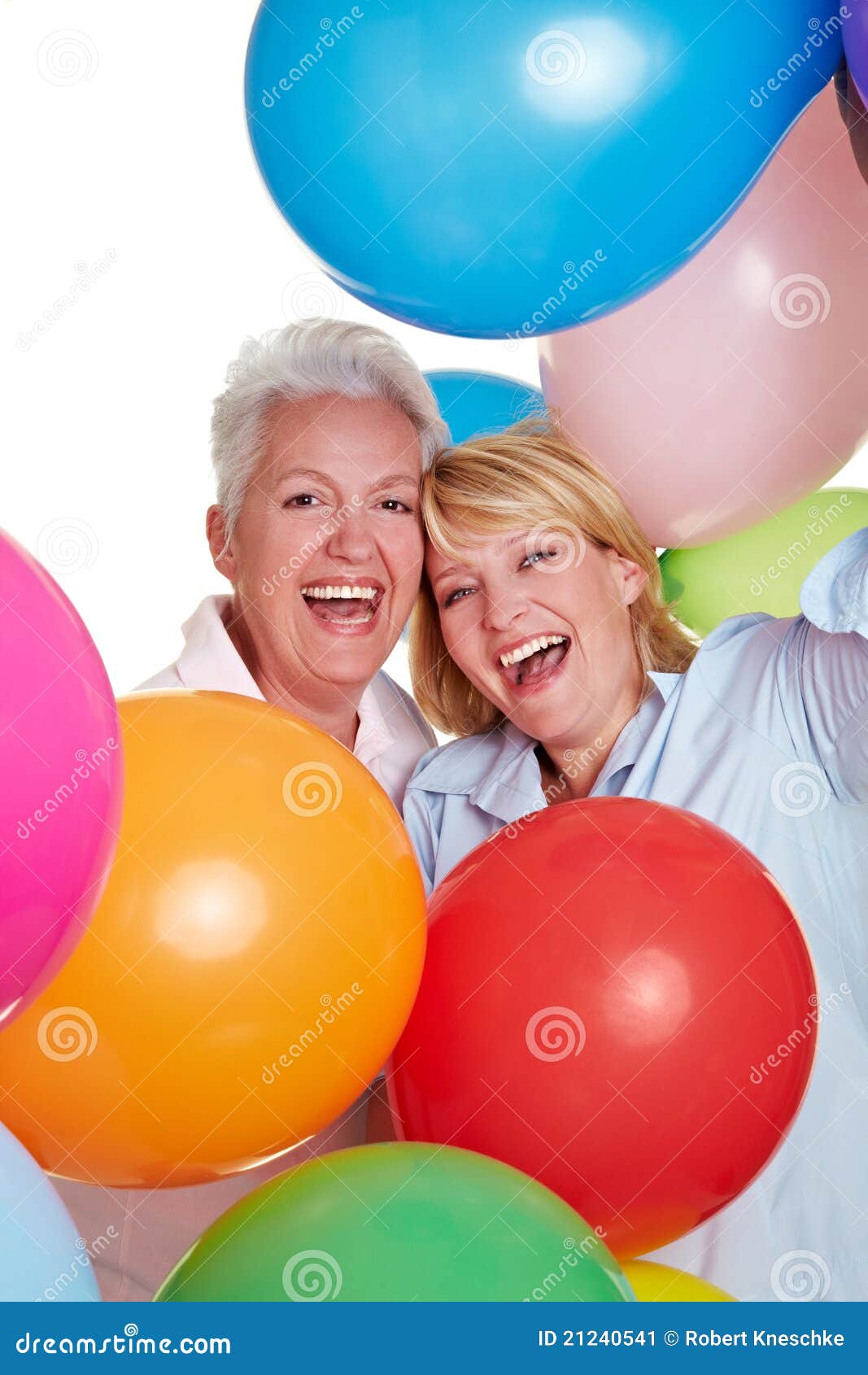 Senior Women Cheering with Balloons Stock Image - Image of leisure ...