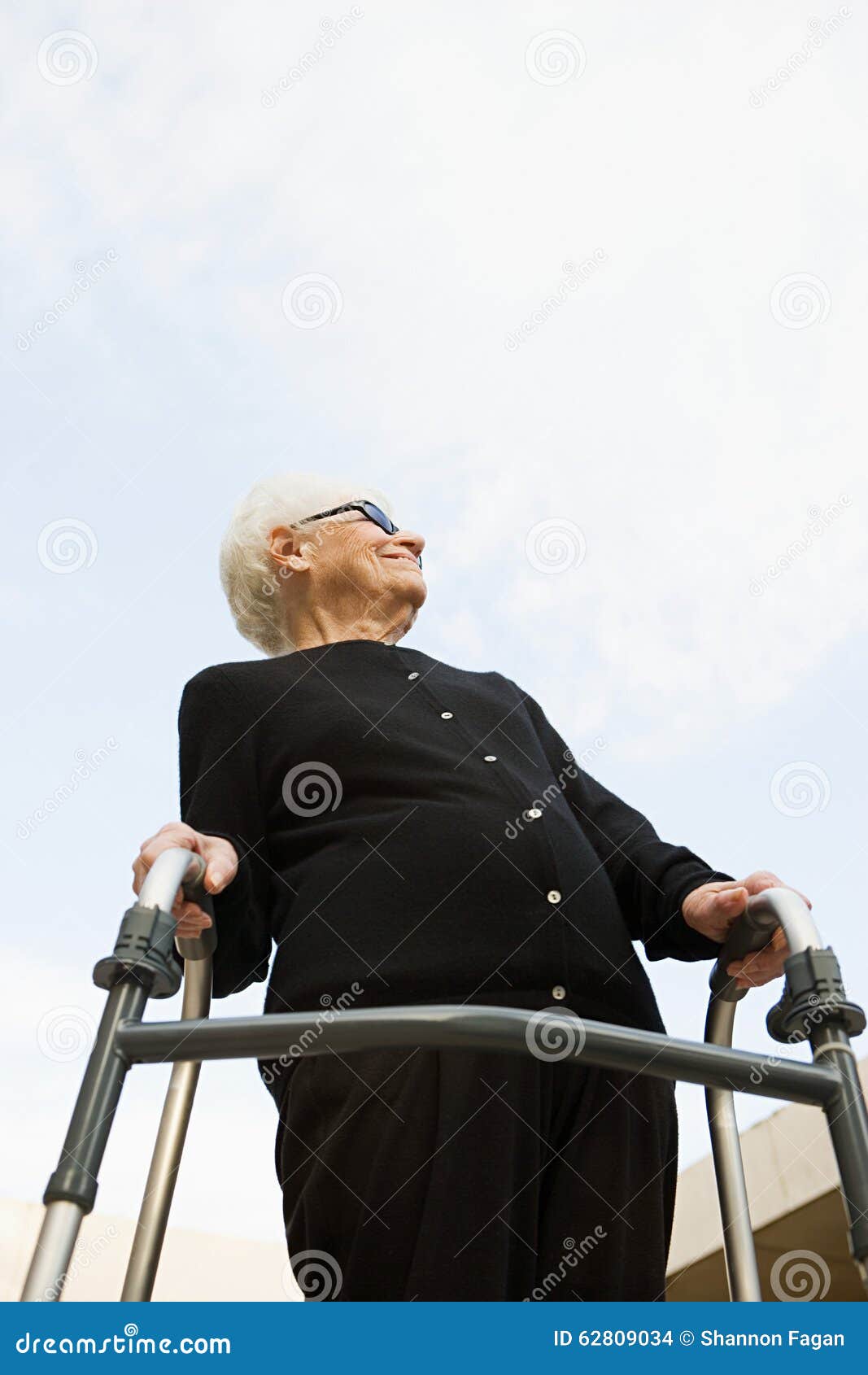 Senior Women Standing with a Walking Frame Stock Photo - Image of ...