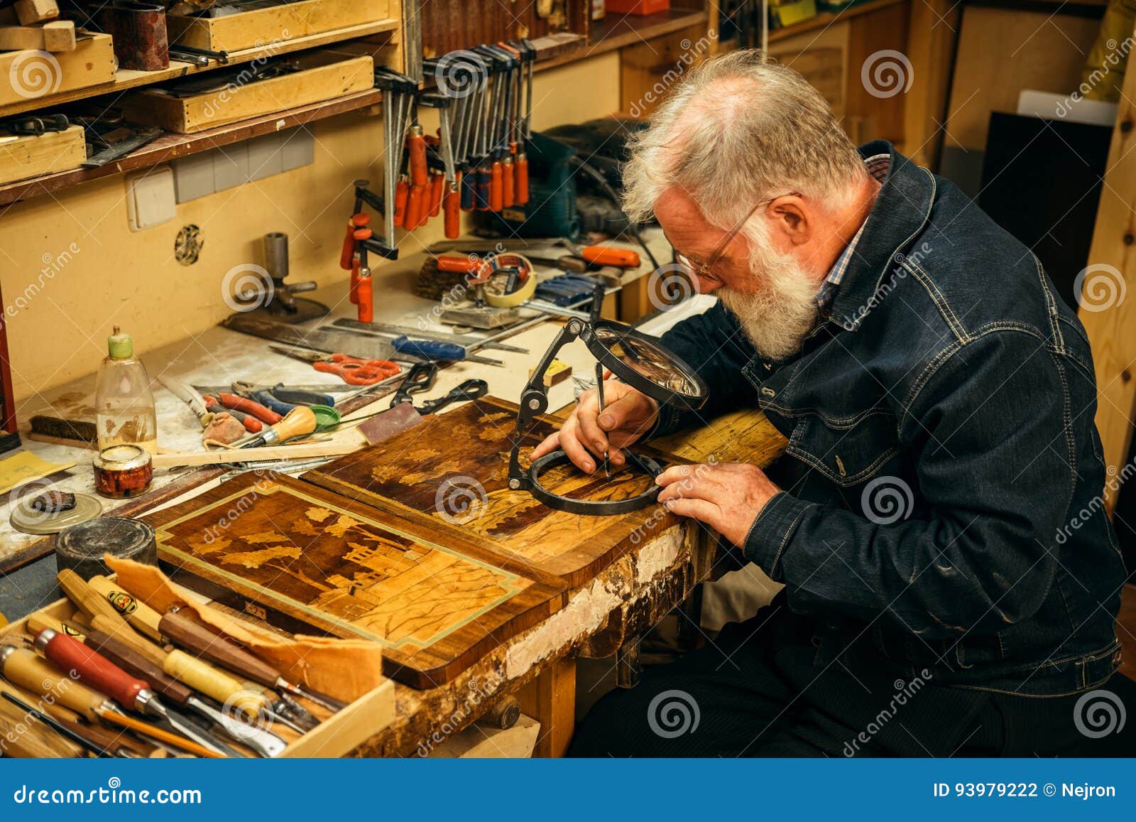 Senior Wood Carving Professional during Work Stock Photo - Image of ...