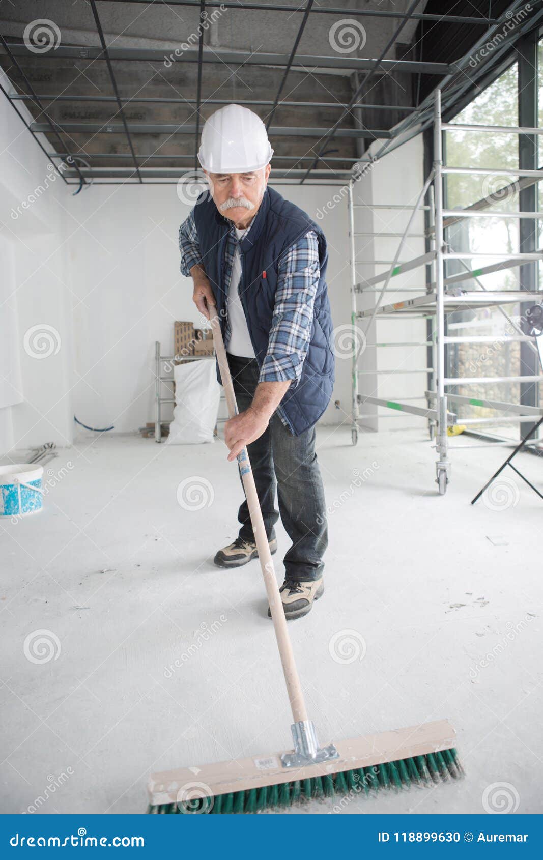 Senior Worker in Construction Yard Stock Photo - Image of pension, male ...