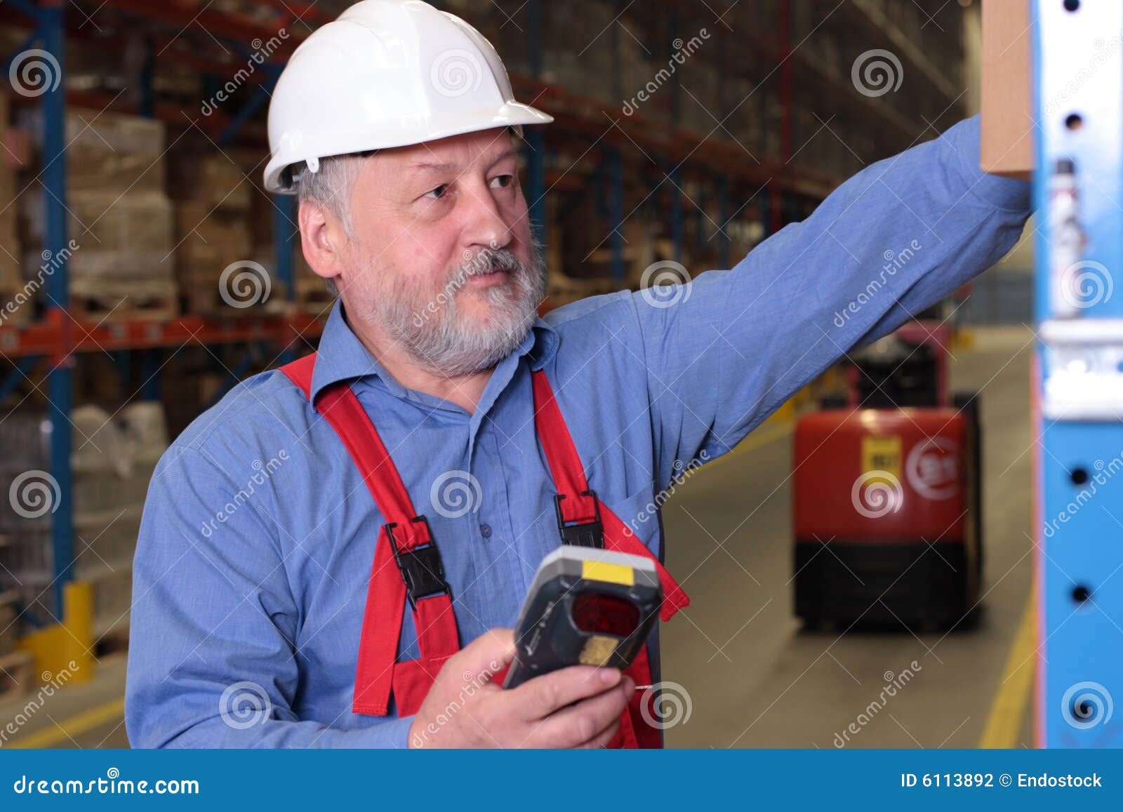 Senior worker in factory stock photo. Image of scan, industrial - 6113892