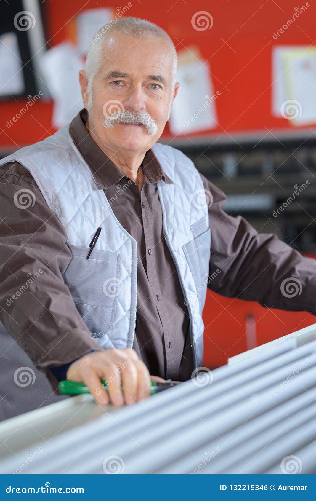 Senior Worker Looking Up in Warehouse Stock Photo - Image of ...