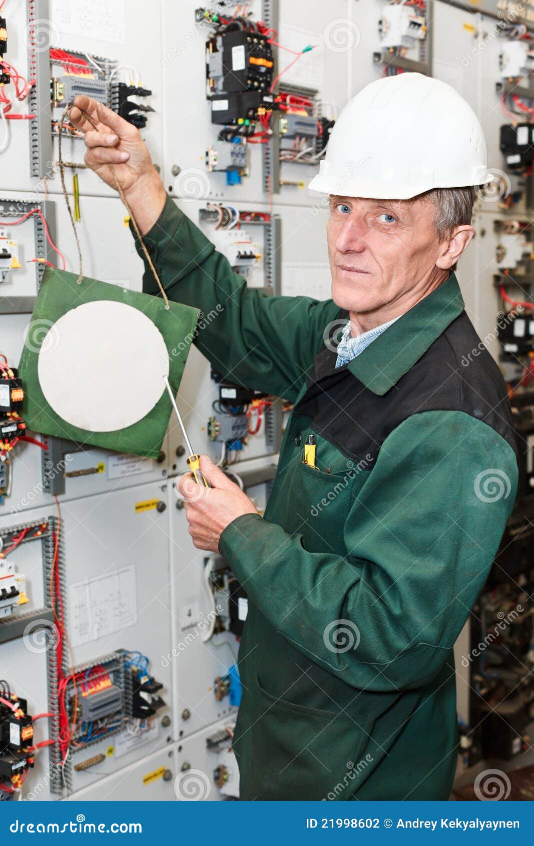 Senior Worker Standing Near Electrical Panel Stock Photo - Image of ...