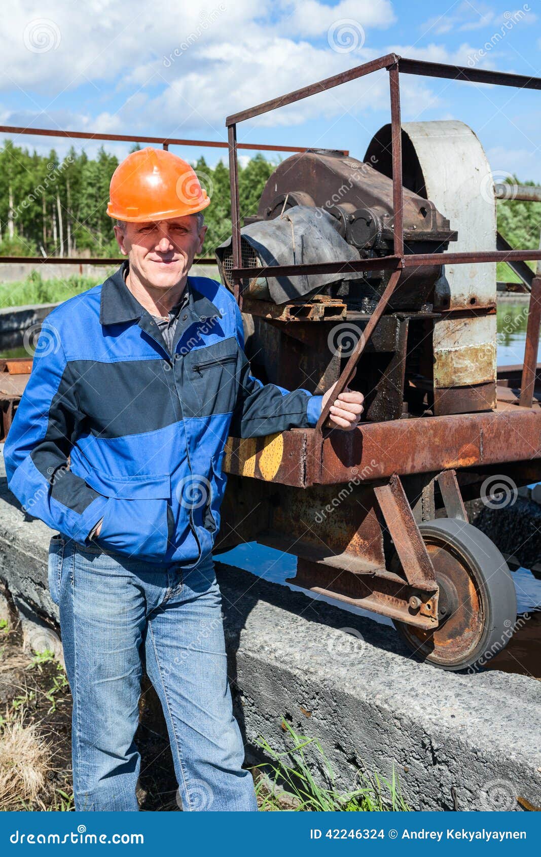 Senior Worker Stands Near Mechanism Stock Photo - Image of mechanic ...