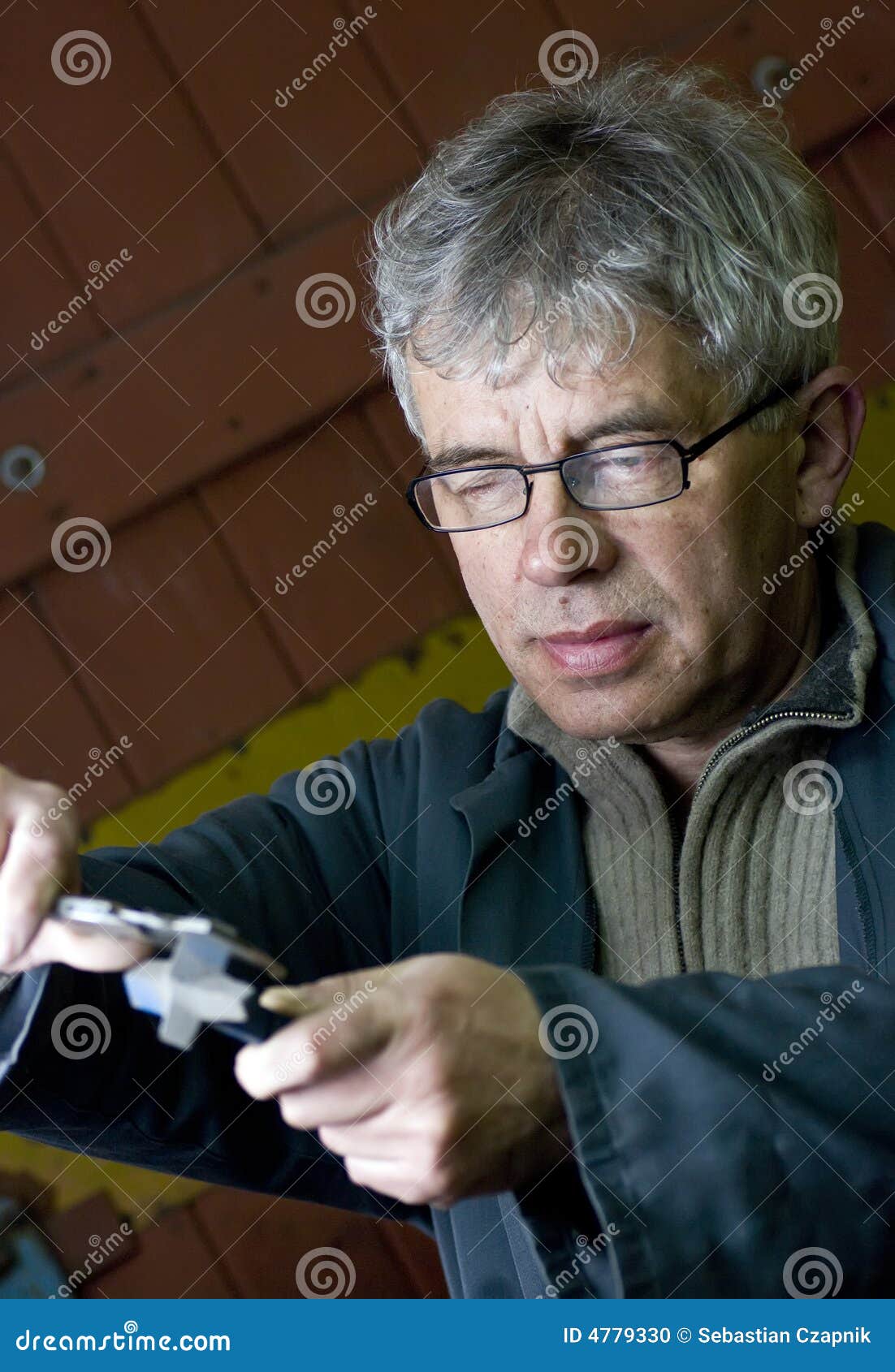 Senior workman portrait stock photo. Image of blue, adult - 4779330