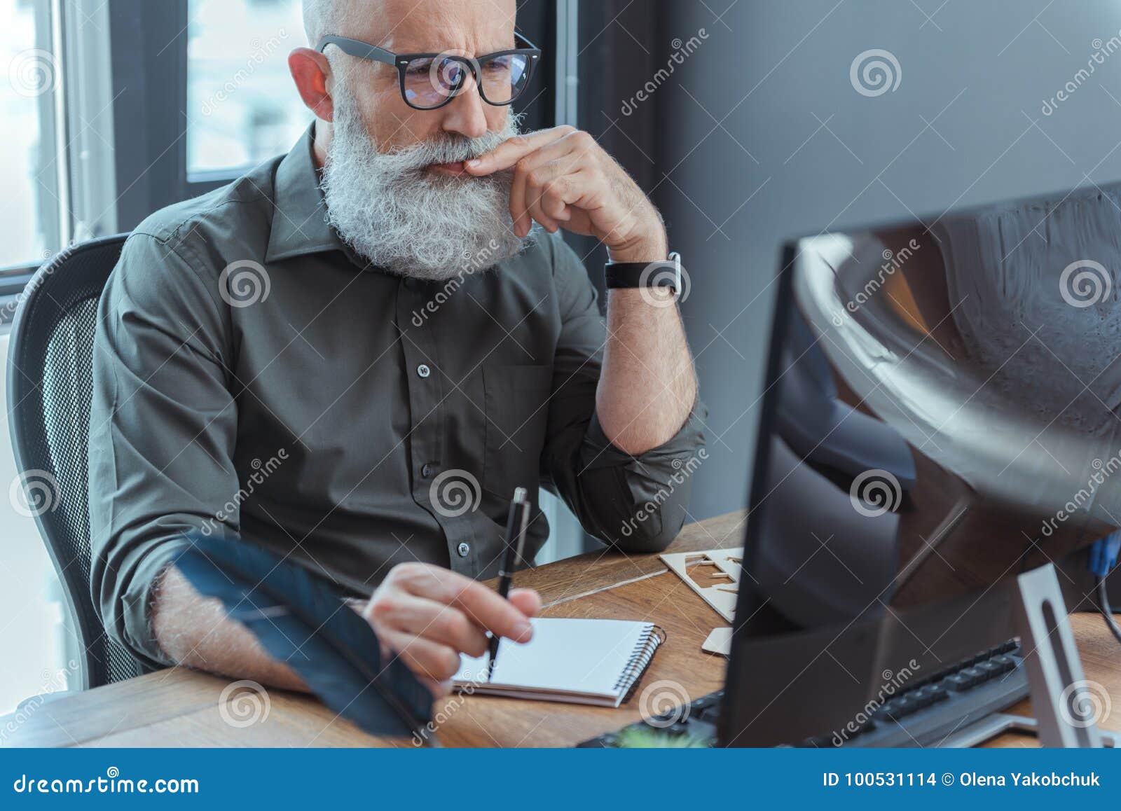 Senior Writer is Creating Novel Stock Photo - Image of attractive ...