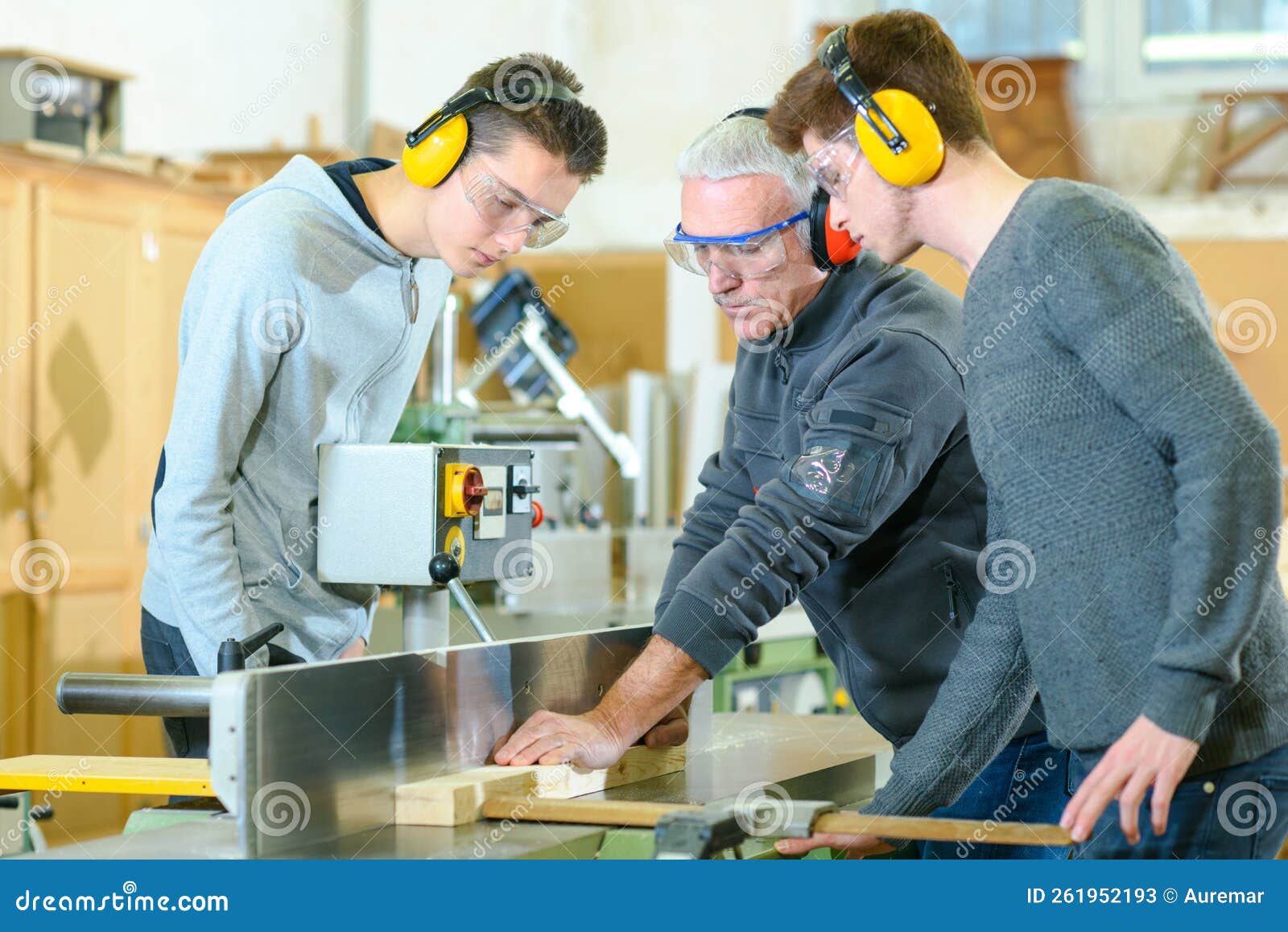 Senior and Young Men - Woodwork Apprenticeship Stock Image - Image of ...