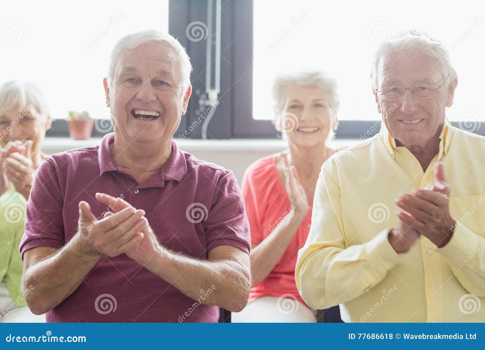 Seniors clapping hands stock photo. Image of home, hands - 77686618