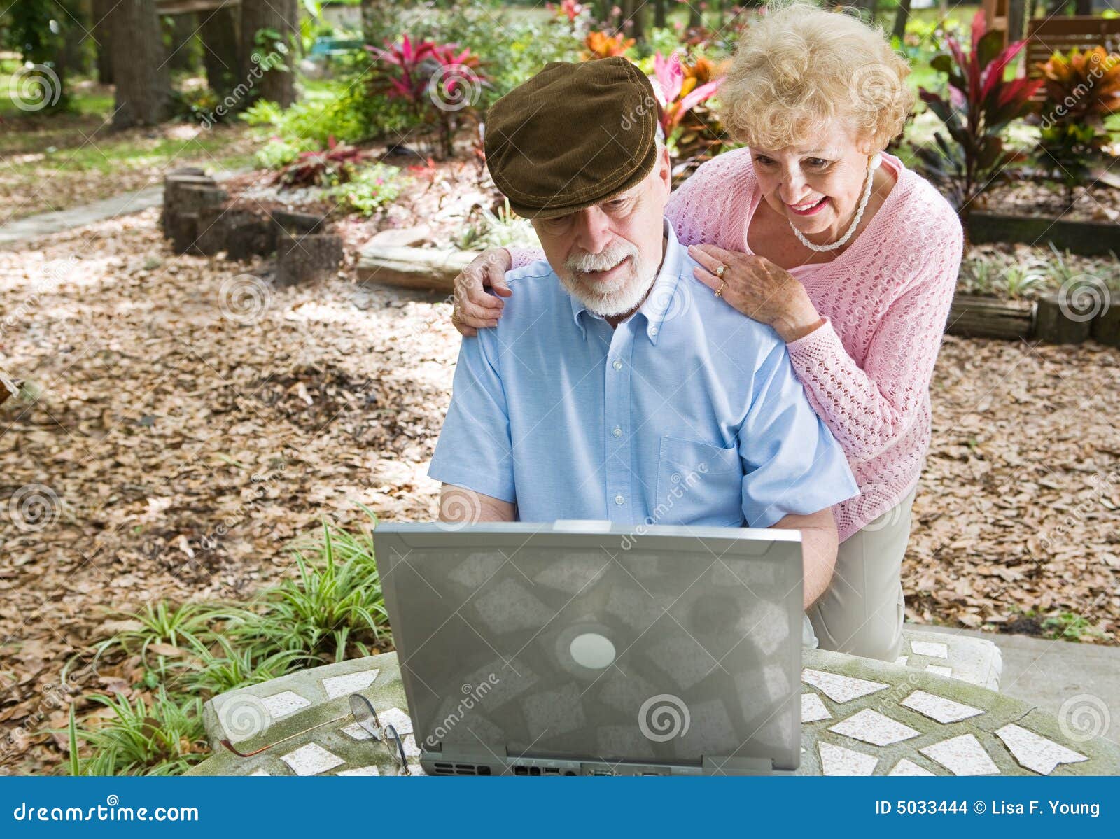 Seniors on Computer with Copyspace Stock Photo - Image of learning ...