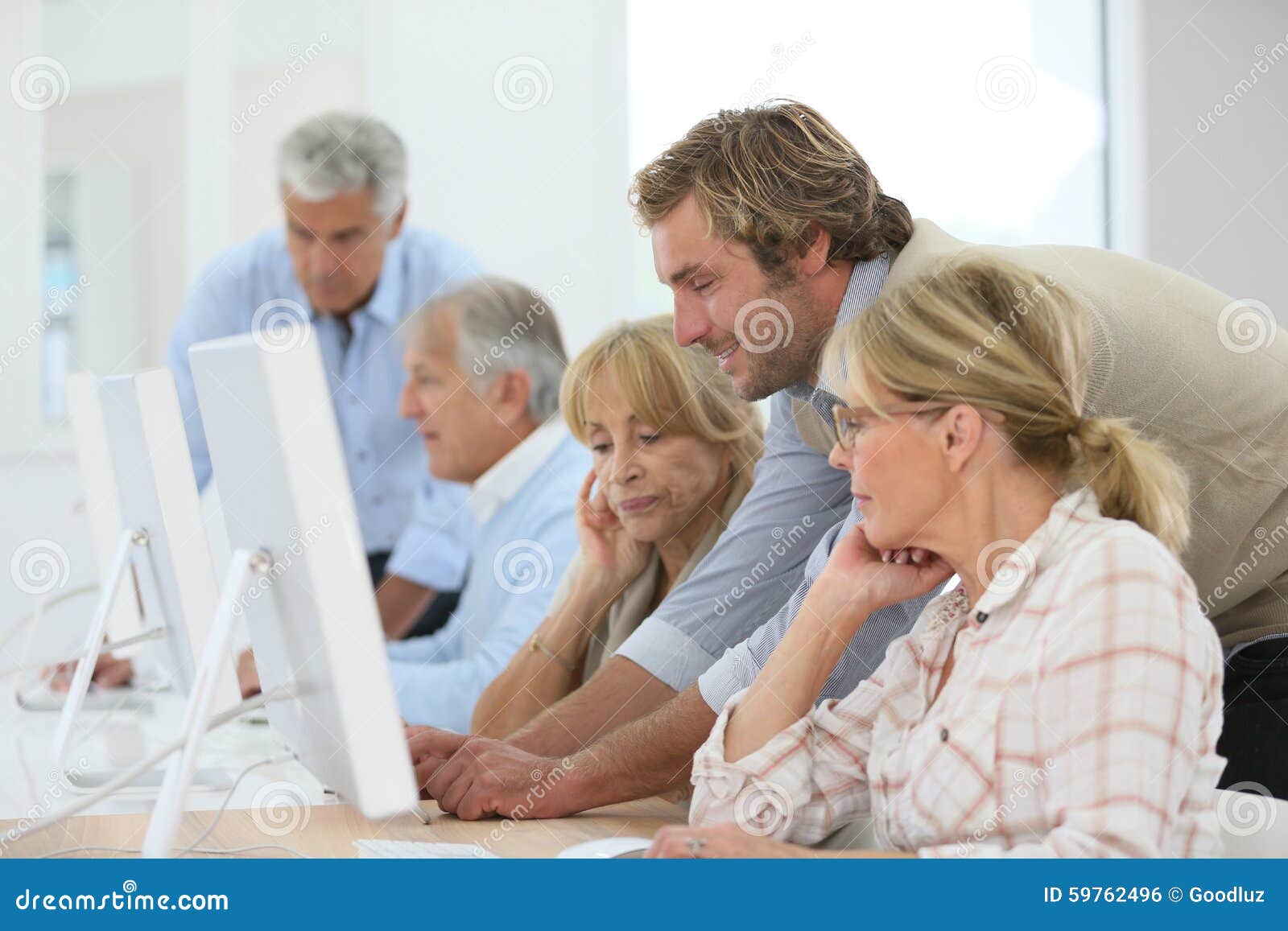 Seniors in Computing Training Class with Instructor Stock Photo - Image ...