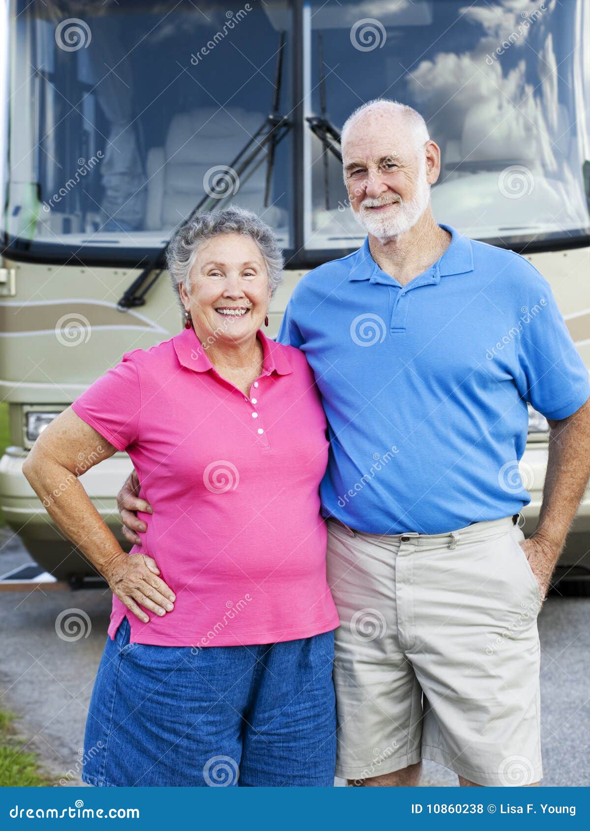 Seniors Couple with RV stock photo. Image of retired - 10860238