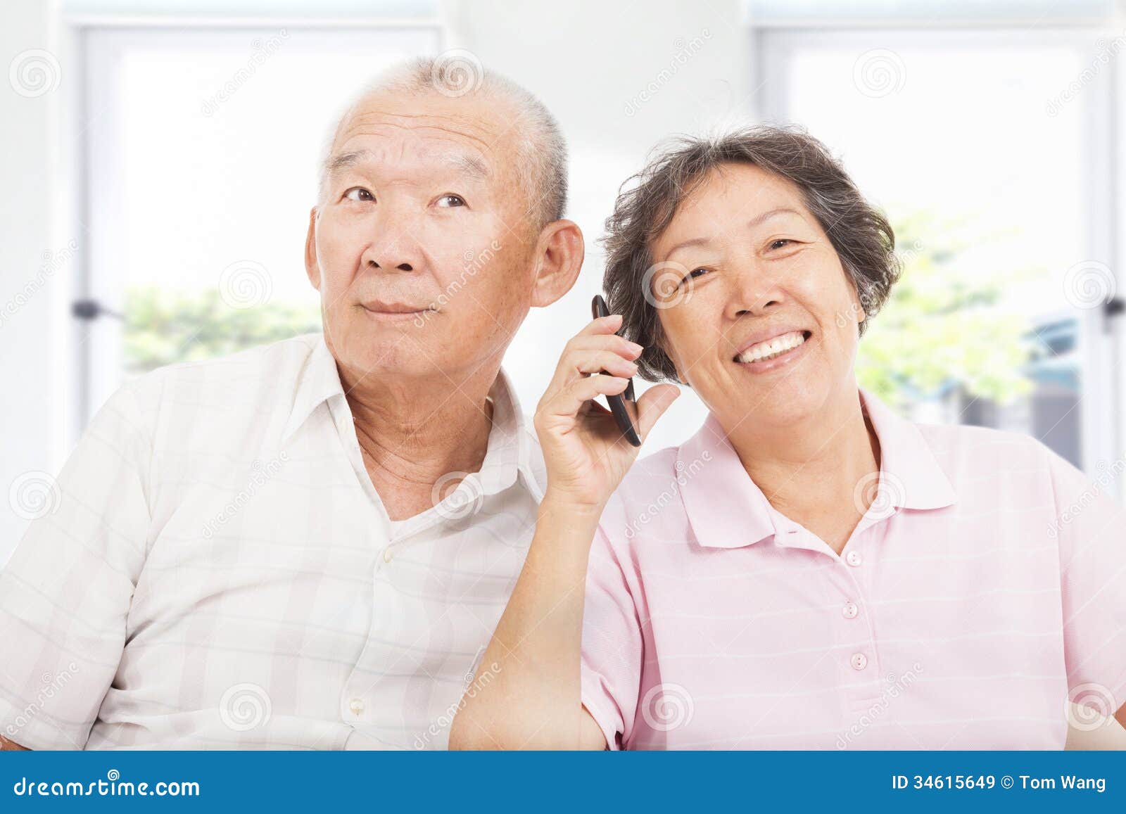 Seniors Couple Talking on the Phone Stock Image - Image of couple ...