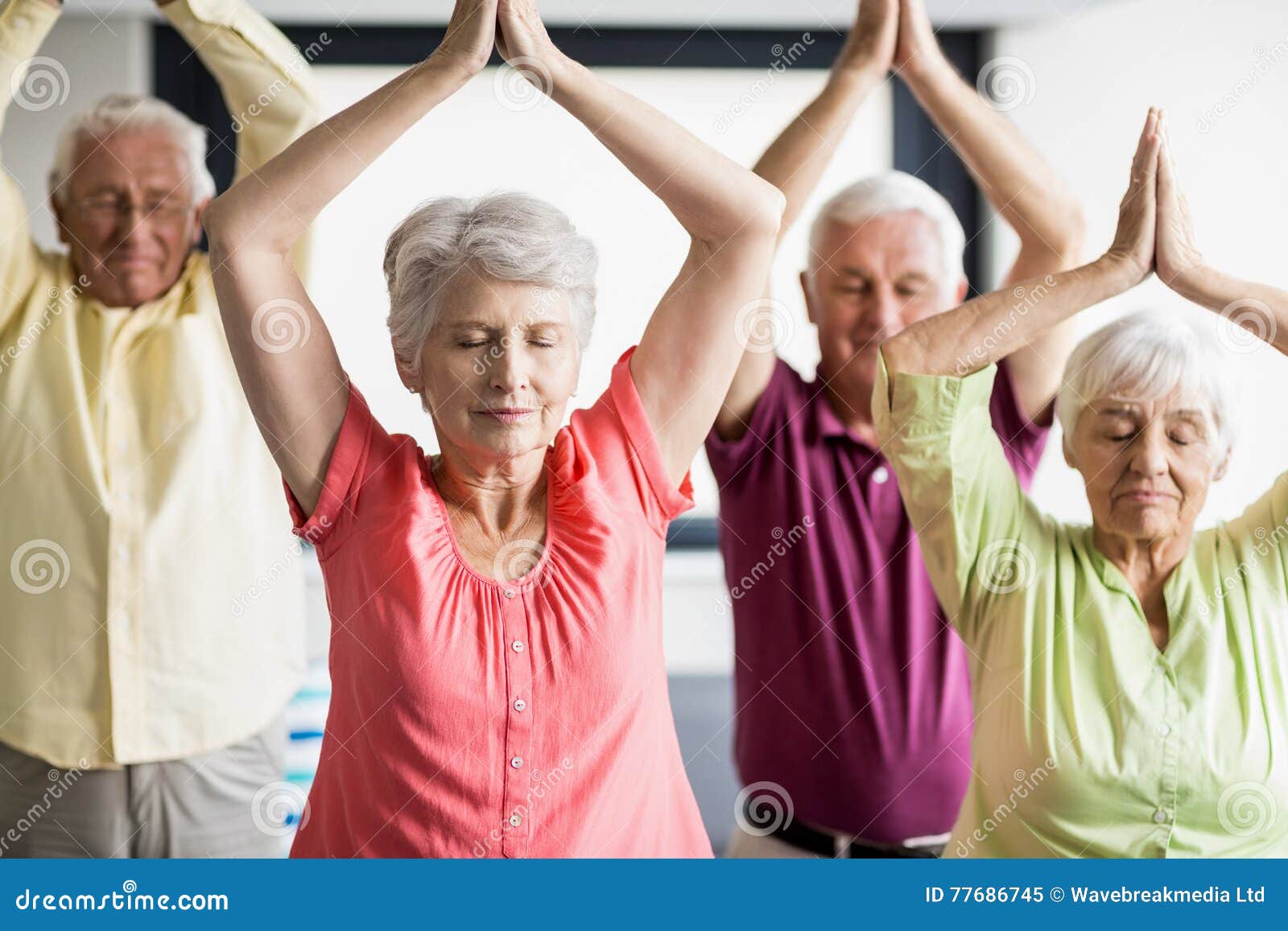 Seniors Doing Yoga with Closed Eyes Stock Image - Image of citizen ...