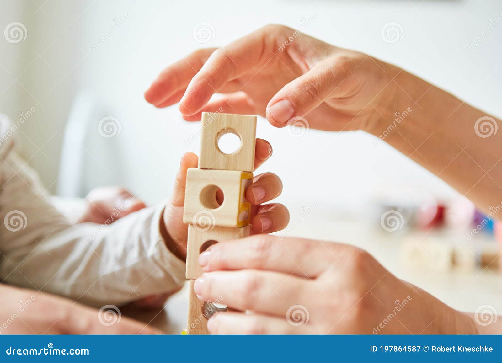 Seniors Hands Stack Wooden Building Blocks Stock Image - Image of ...