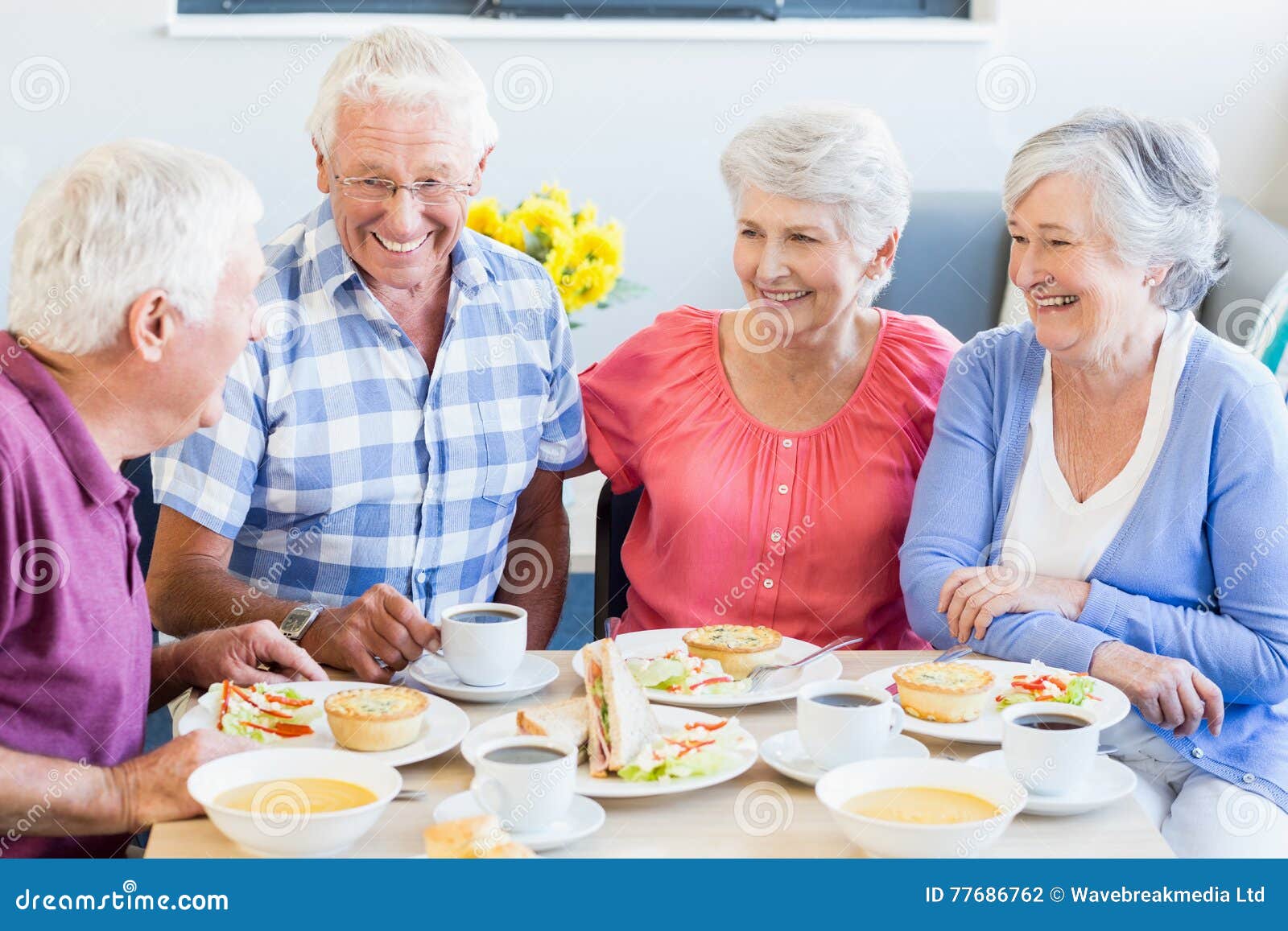 Seniors Having Lunch Together Stock Photo - Image of beverage, leisure ...