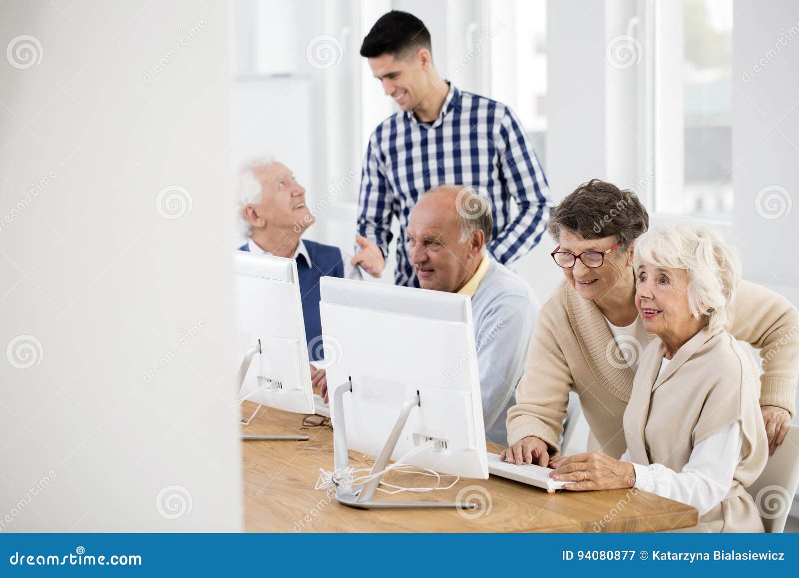 Seniors Learning To Use Internet Stock Image Image Of Class Bright