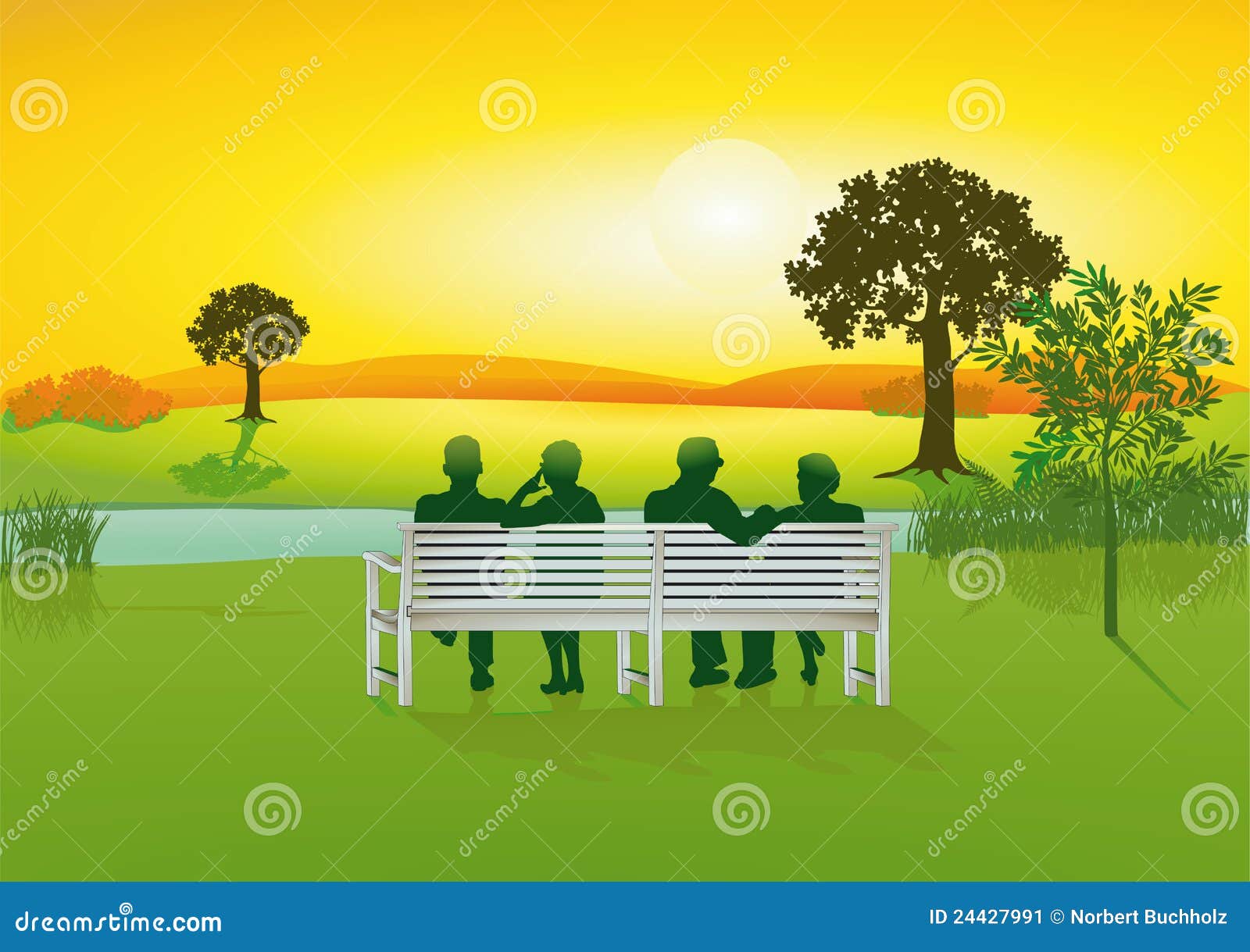 Park Bench With Tree Cartoon Vector | CartoonDealer.com #100845443