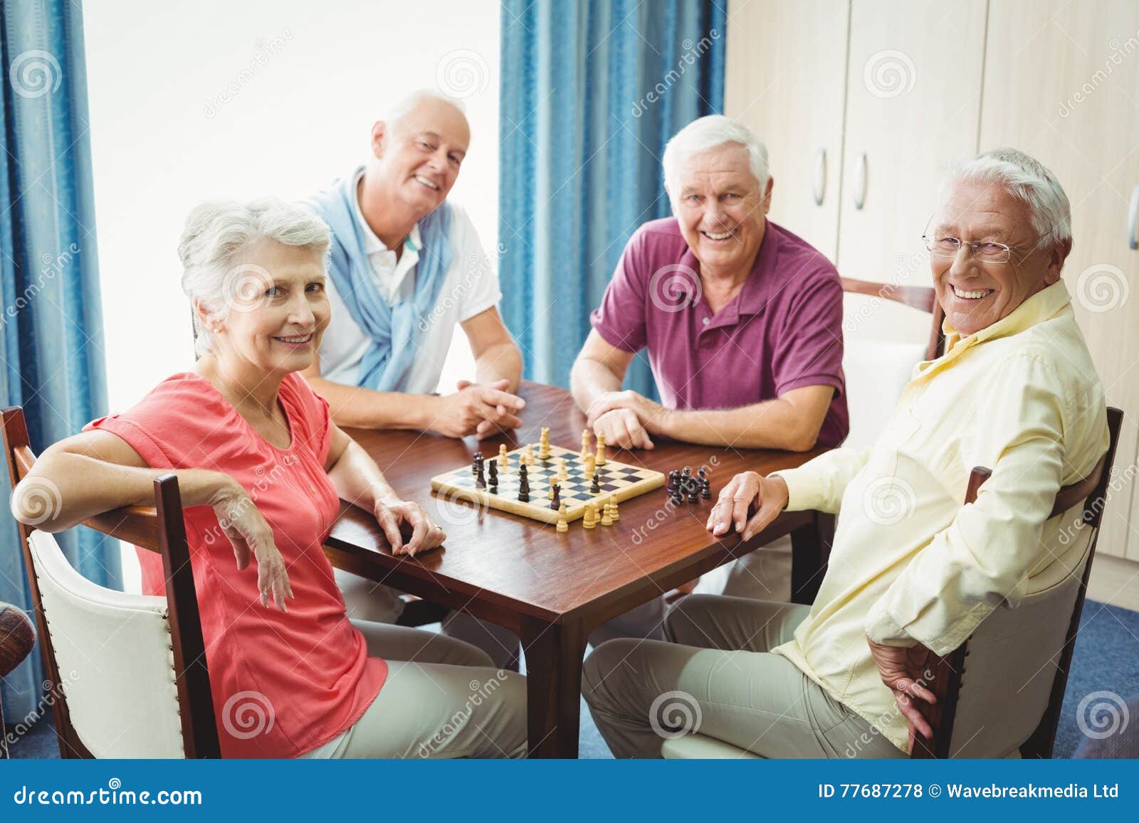 Seniors playing chess stock photo. Image of health, happy - 77687278