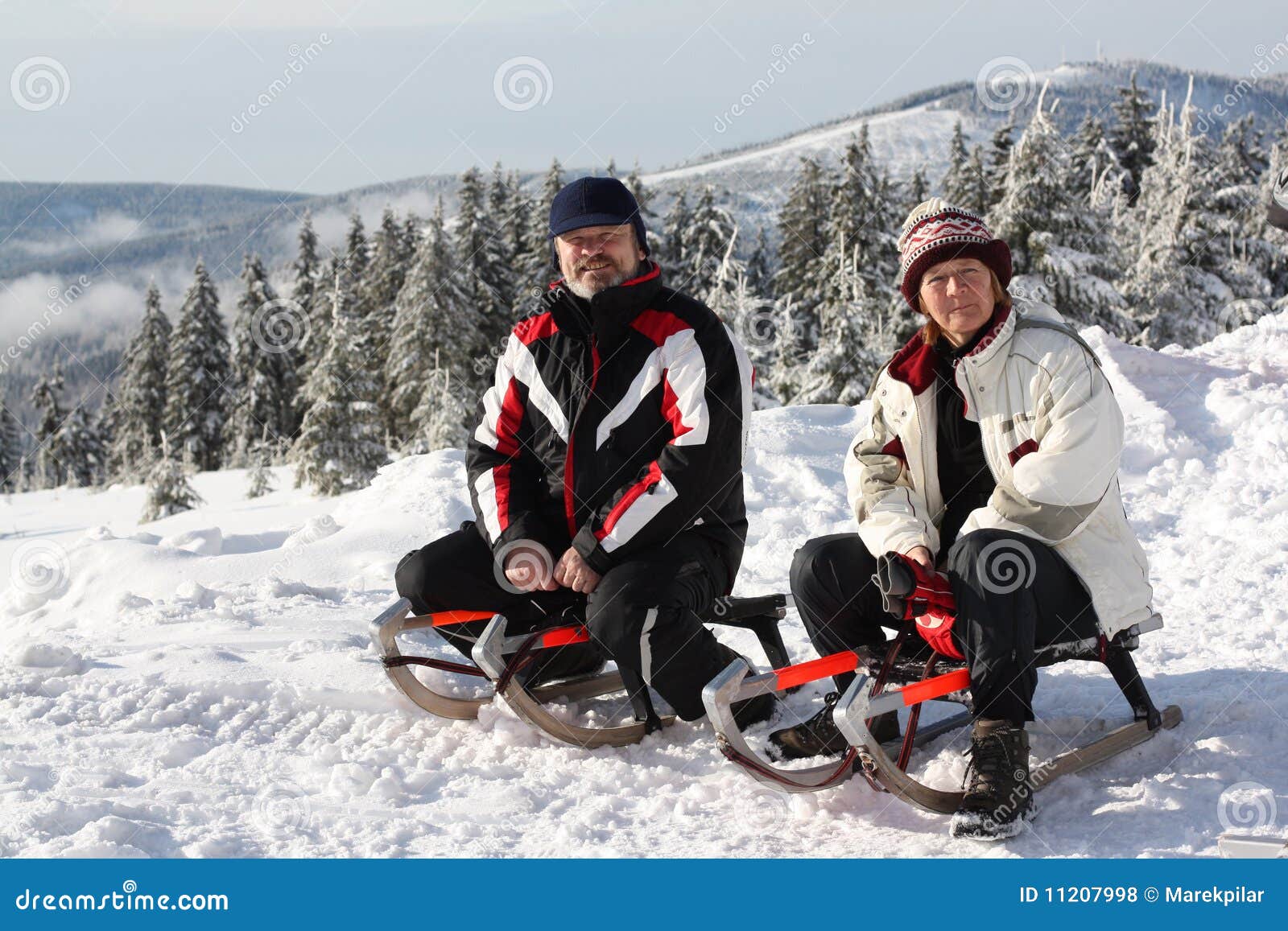 Seniors sledging stock photo. Image of active, beauty - 11207998