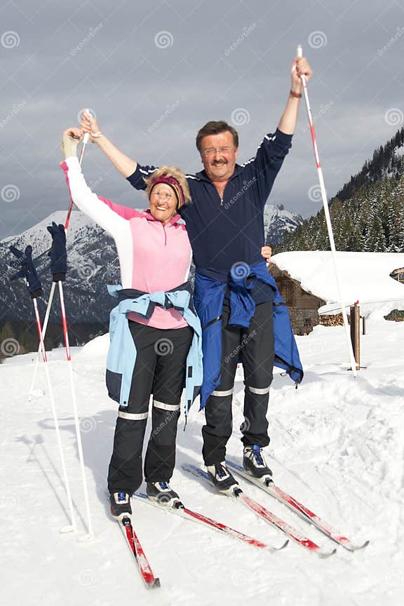 Seniors in the snow stock photo. Image of fresh, outdoor - 8590376