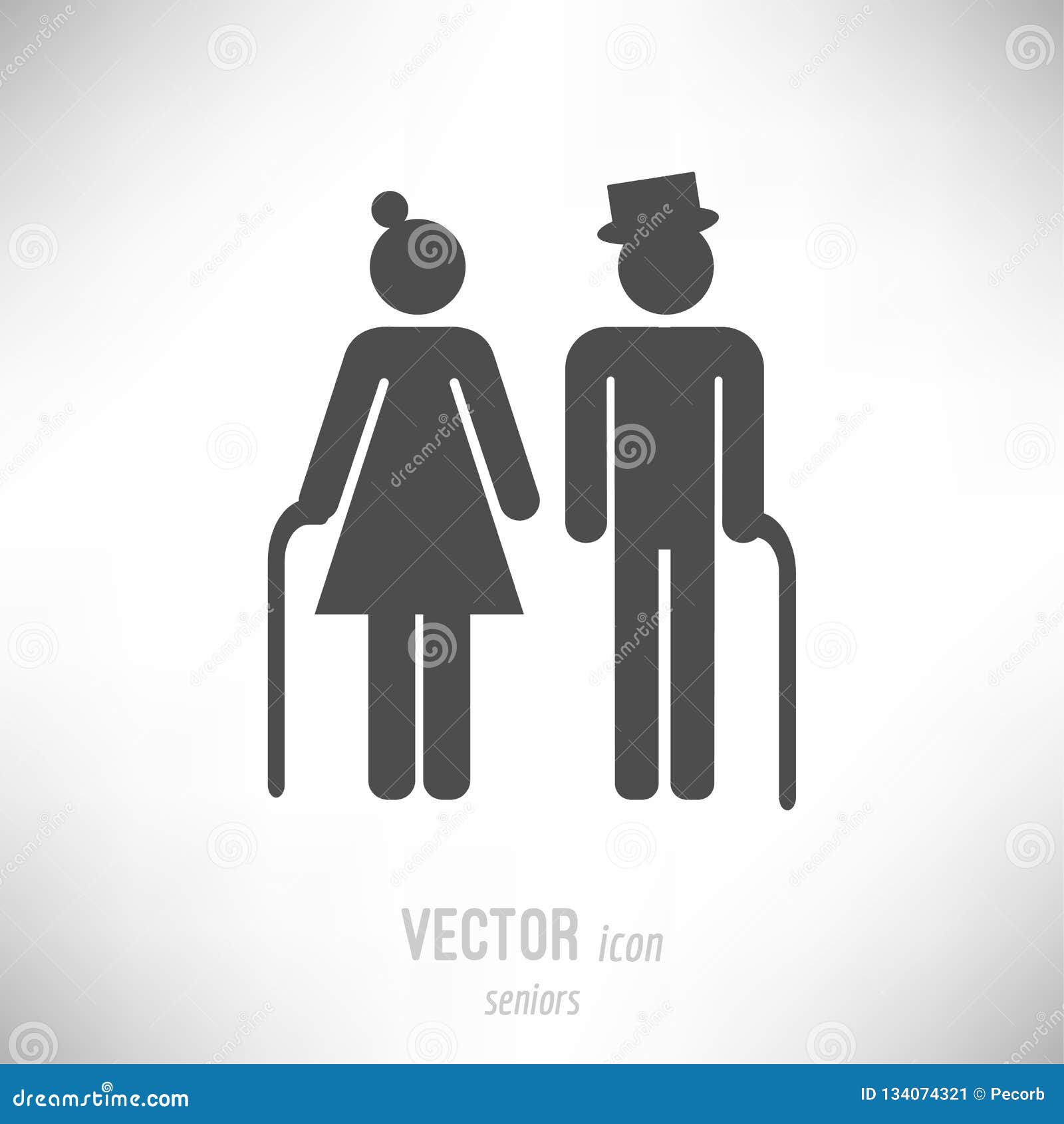 Vector Illustration of Flat Design Seniors Couple Icon Stock Vector ...