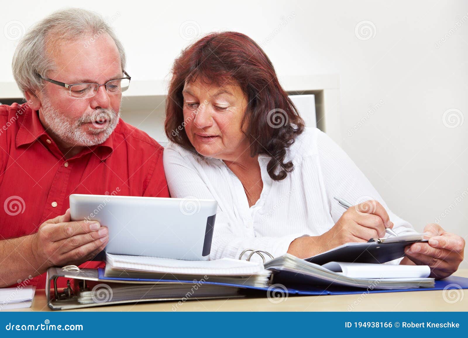 Seniors Work with Tablet Computers Stock Photo - Image of screen ...