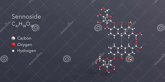 Sennoside Molecule 3d Rendering, Flat Molecular Structure with Chemical ...