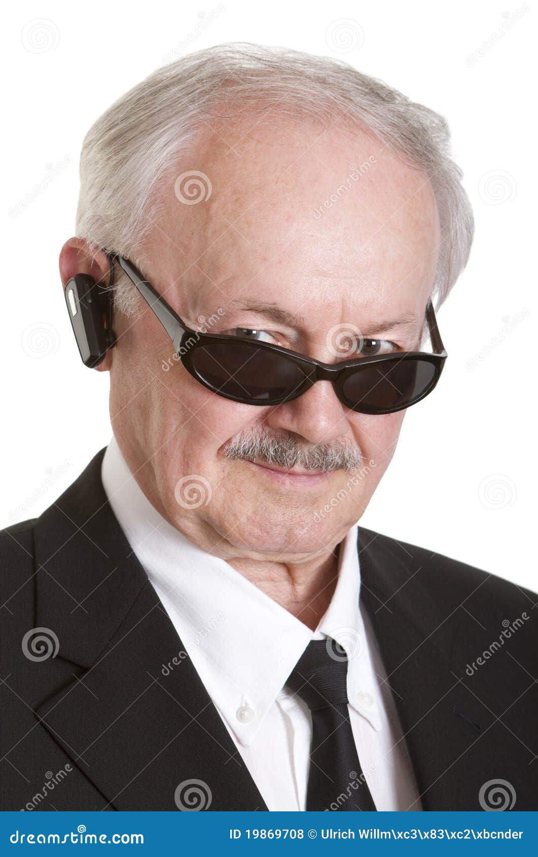 Senoir Secret Agent with Headset Stock Photo - Image of glasses, danger ...