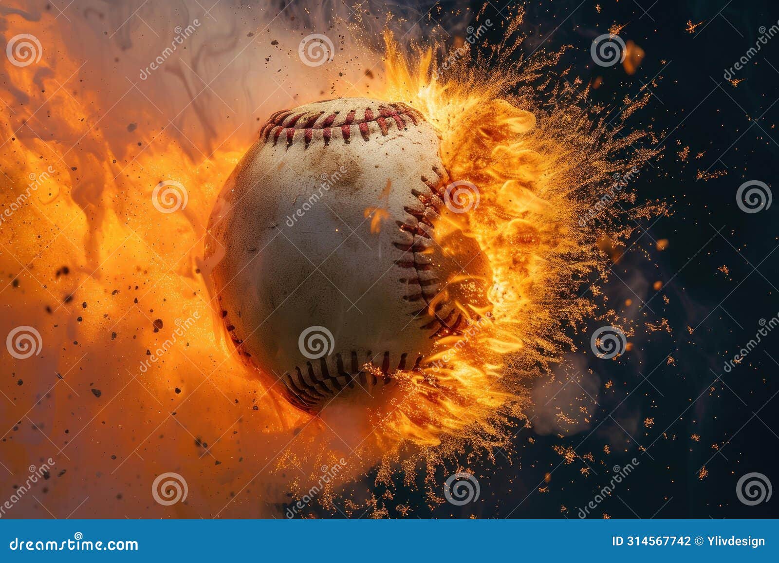 Sensational Baseball Bat Explosion Ball. Generate Ai Stock Photo ...