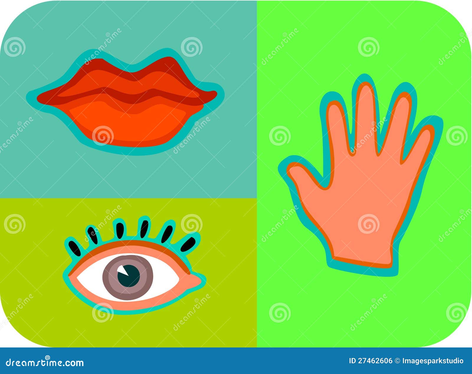 5 Senses - Touch, Sight, Hearing, Smell And Taste Vector Illustration ...