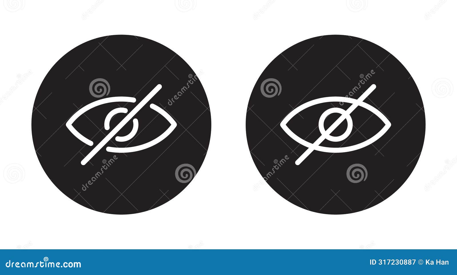 Sensitive Content Icon on Black Circle. Crossed Eye, Hide Post Concept ...