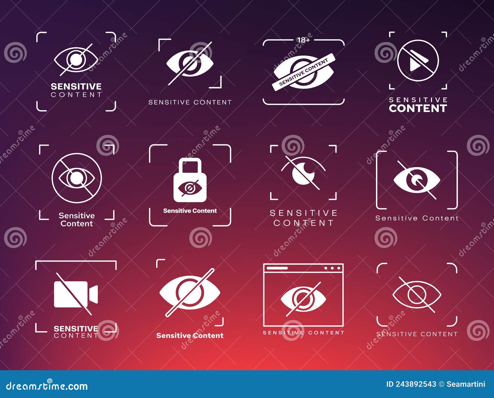 Sensitive Content Icons, Censored Photo and Video Stock Illustration ... Sensitive Content Icons, Censored Photo and Video Stock Illustration ...