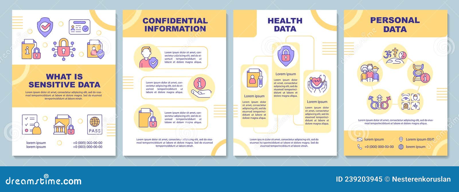Sensitive Data Types Yellow Brochure Template Stock Vector ... Sensitive Data Types Yellow Brochure Template Stock Vector ...