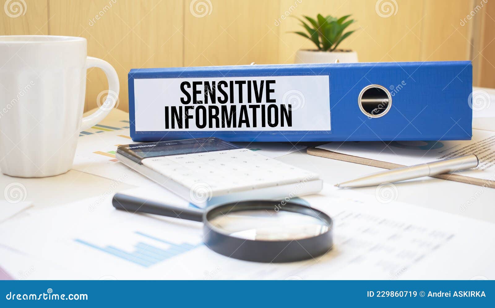 Sensitive Information Words on Labels with Document Binders Stock Image ...