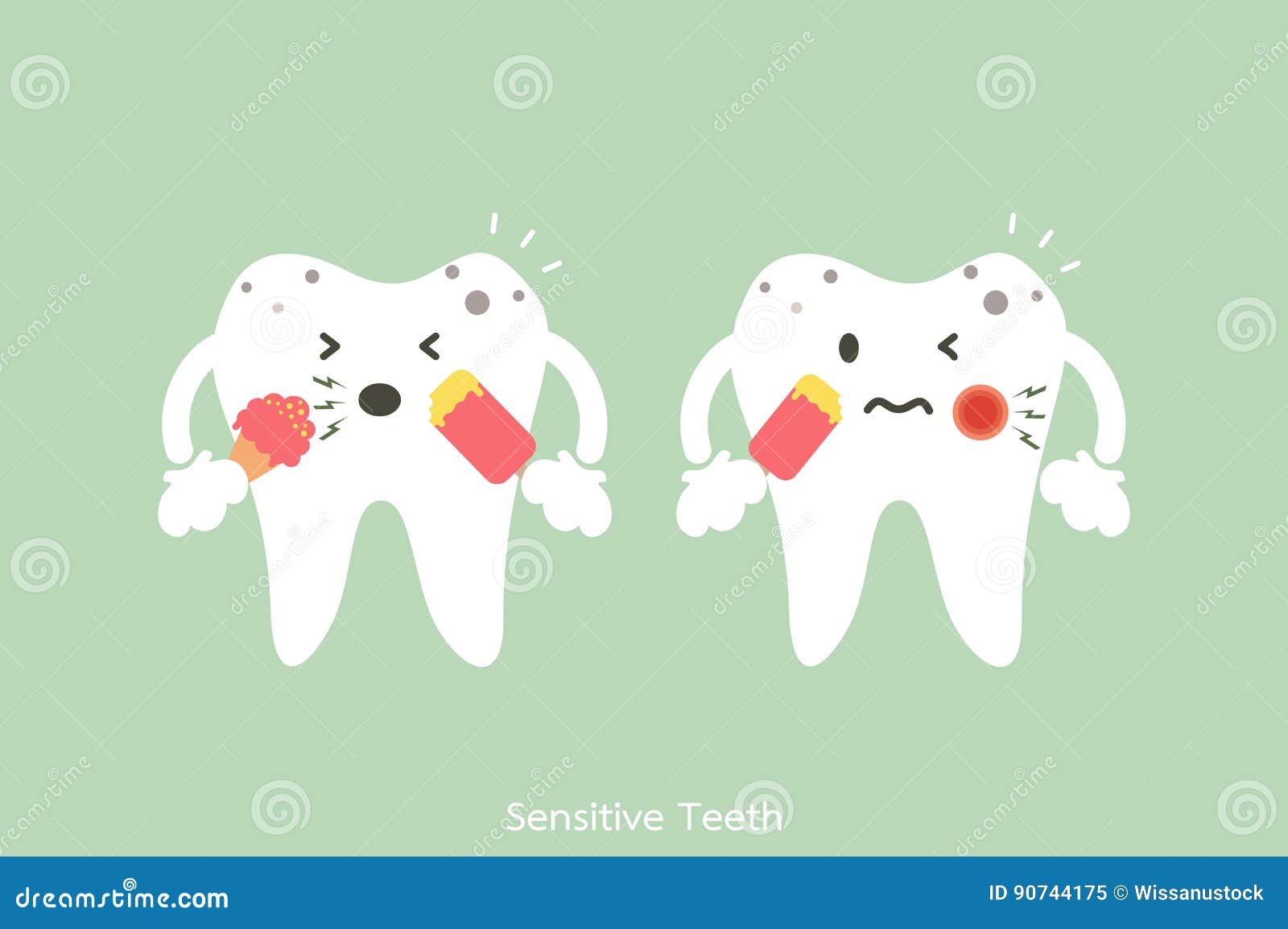 Sensitive Teeth Vector Icon Or Logo With Flat Cartoon Design ...