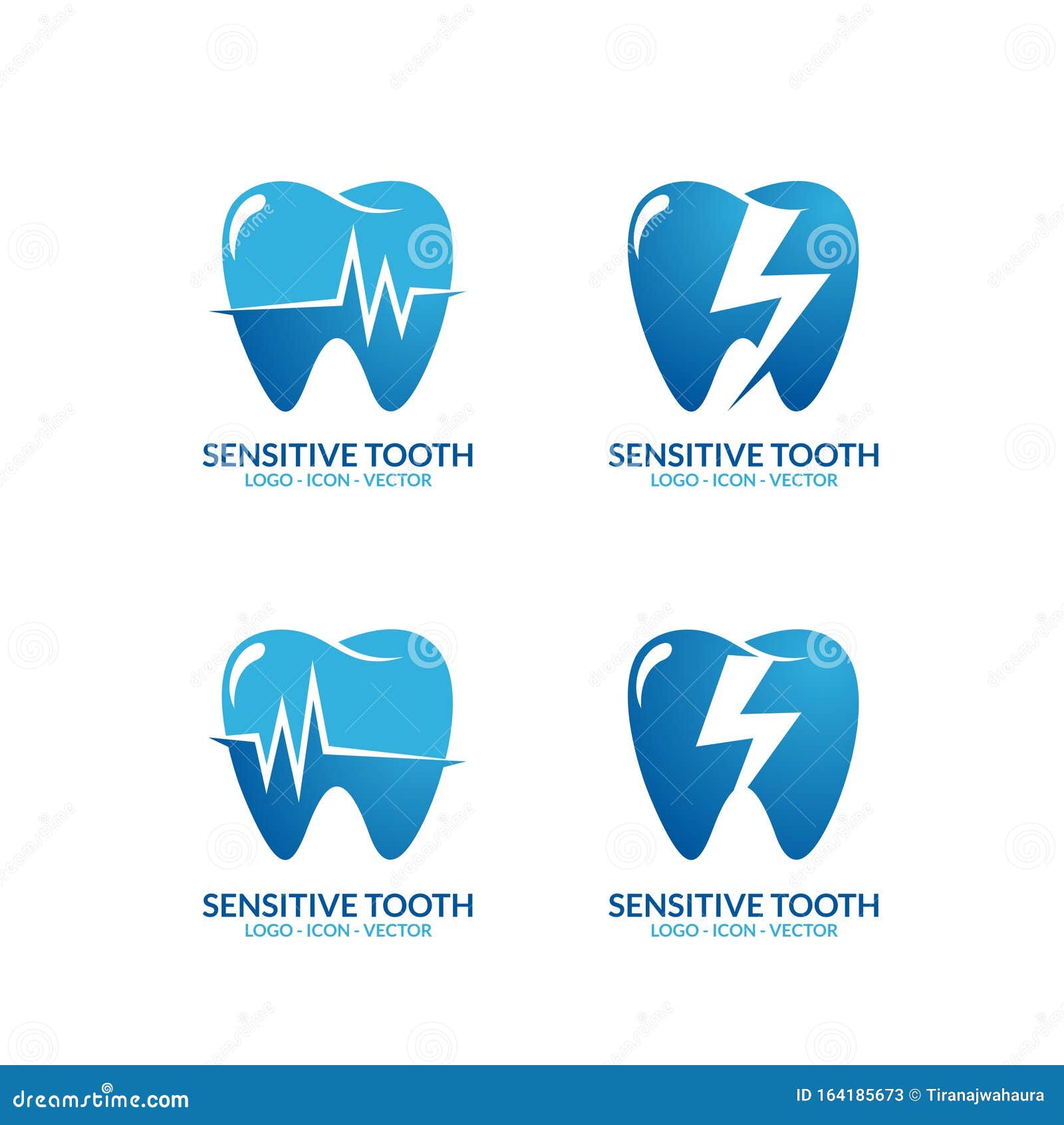 Sensitive Teeth Vector Icon or Logo with Flat Cartoon Design Stock ...