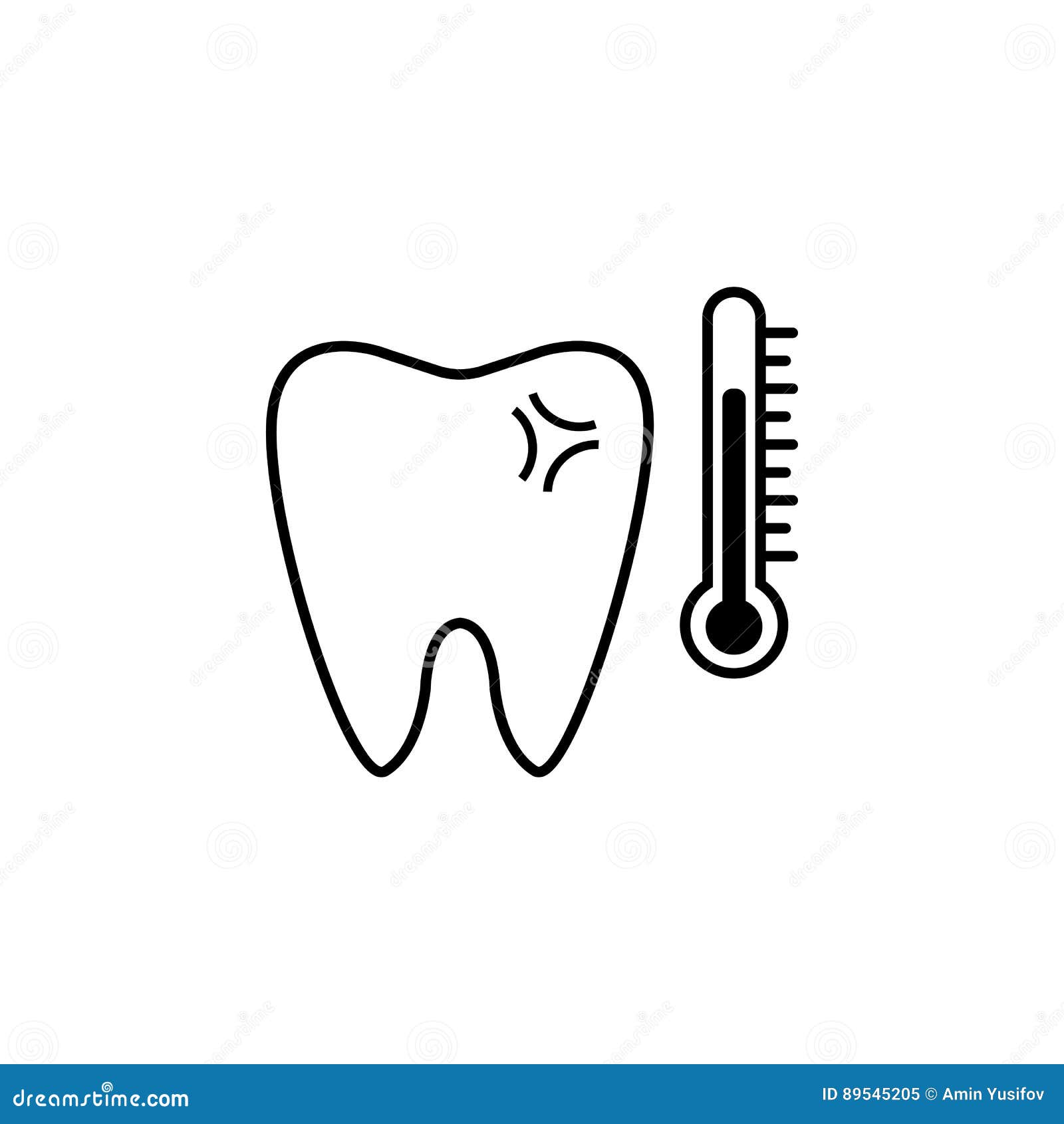 Hyper Sensitive Teeth Line Icon. Sick Tooth And Lightning Symbol ...