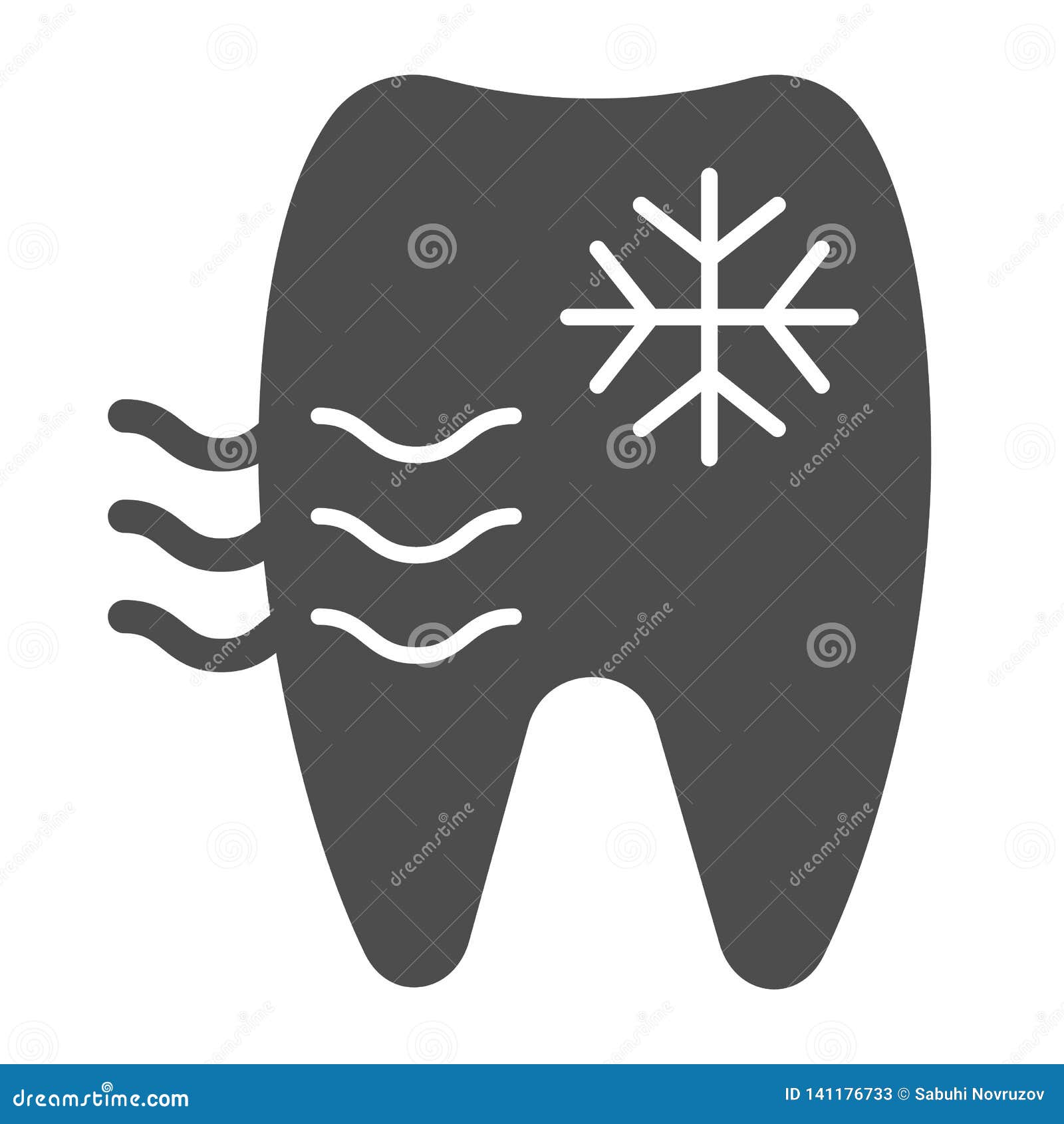 Sensitive Tooth Solid Icon. Tooth and Snowflake Vector Illustration ...