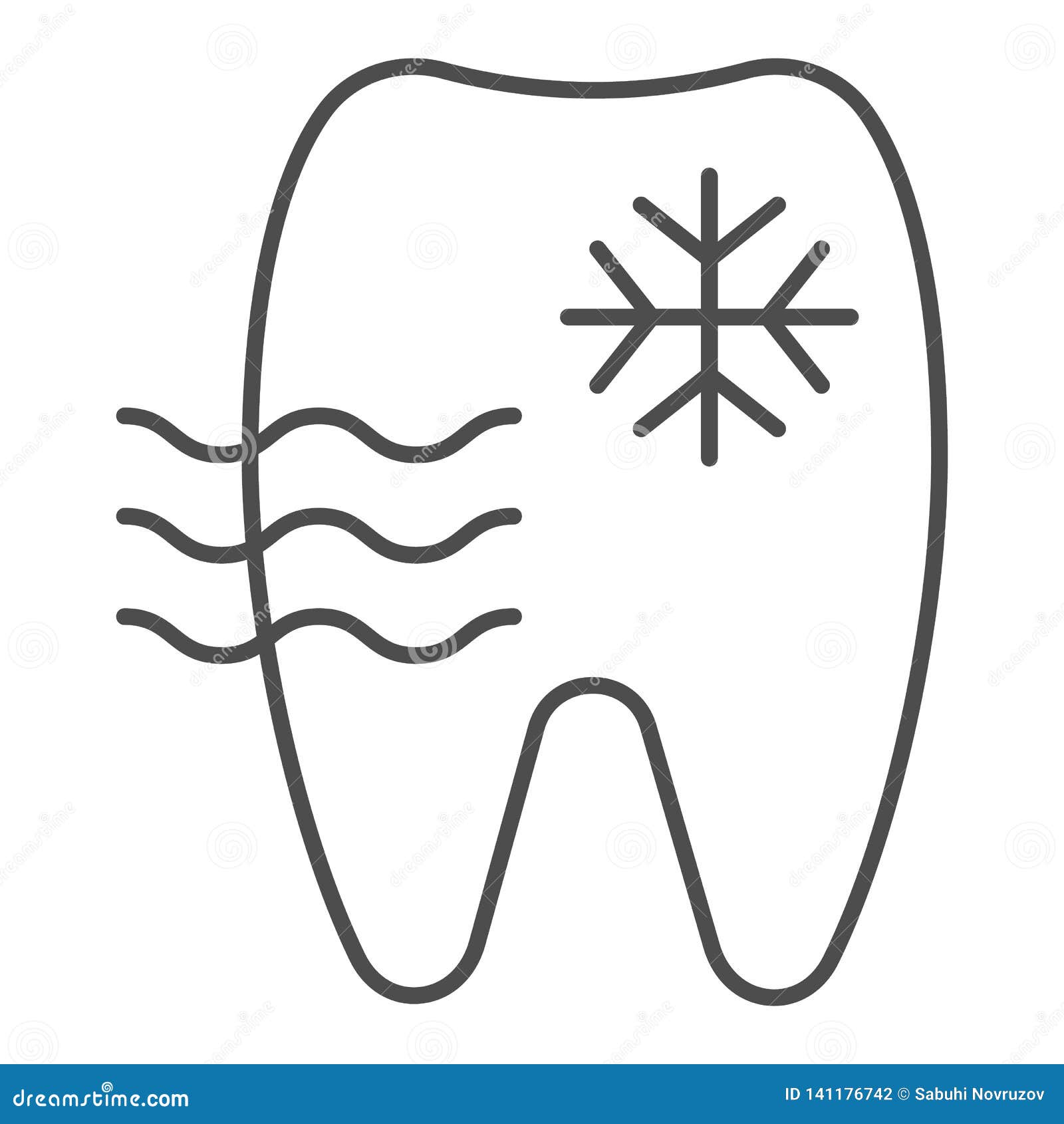 Sensitive Tooth Thin Line Icon. Tooth and Snowflake Vector Illustration ...