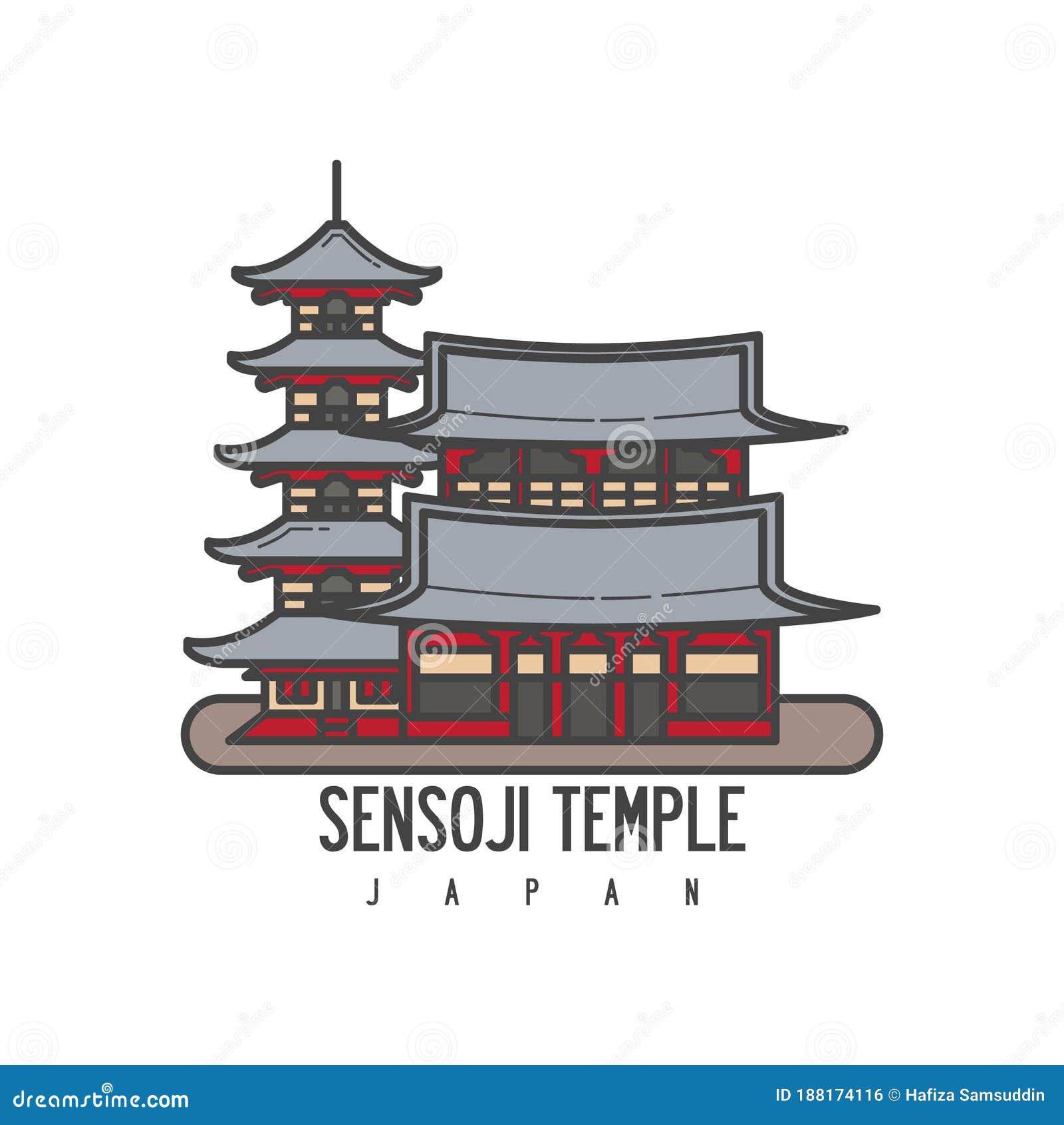 A Sensoji Temple Illustration. Stock Vector - Illustration of tourist ...
