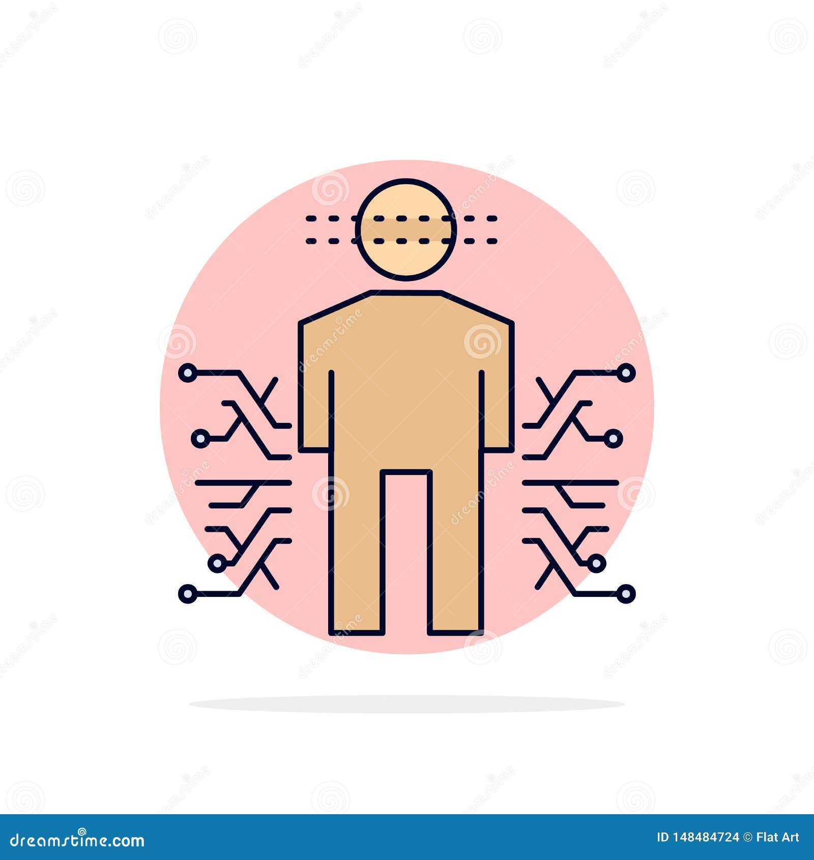 Sensor, Body, Data, Human, Science Flat Color Icon Vector Stock Vector ...