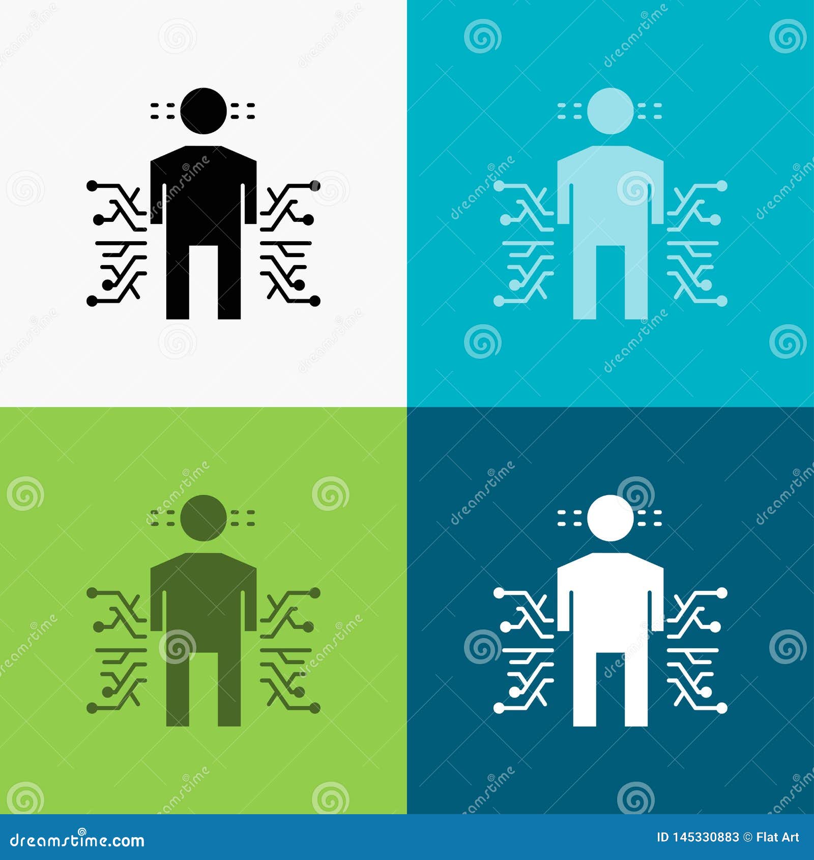 Sensor, Body, Data, Human, Science Icon Over Various Background. Glyph ...