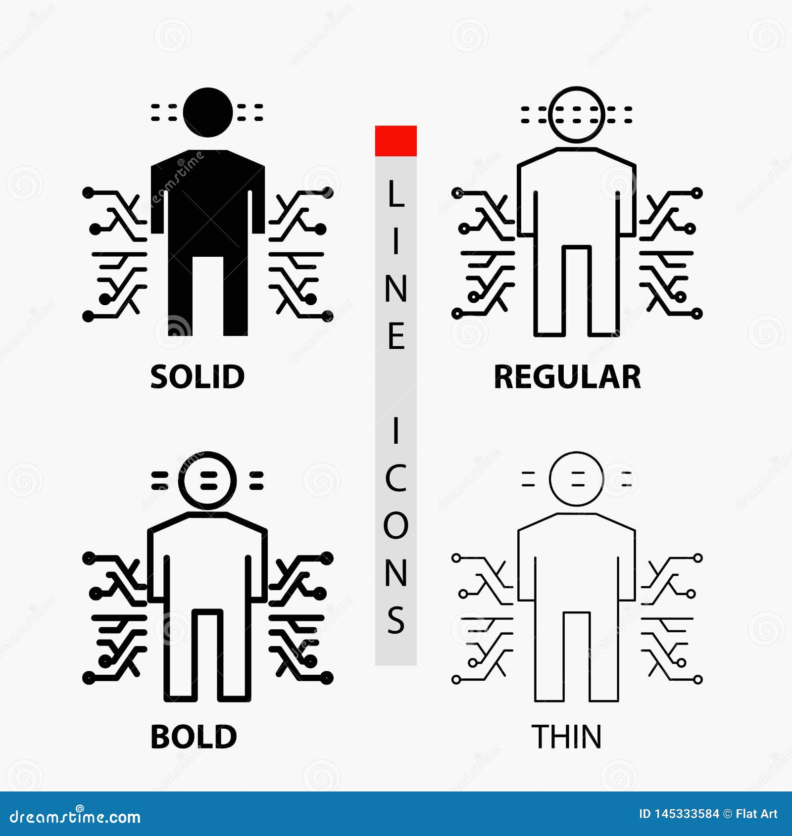 Sensor, Body, Data, Human, Science Icon in Thin, Regular, Bold Line and ...