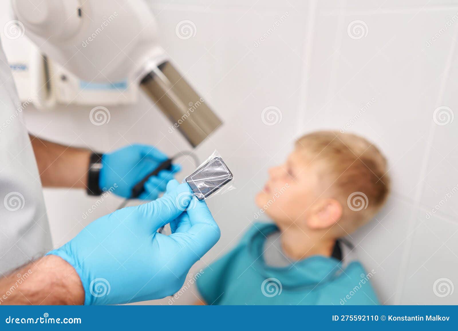 The Sensor is Individually Packaged. Close-up. Radiographer Taking ...