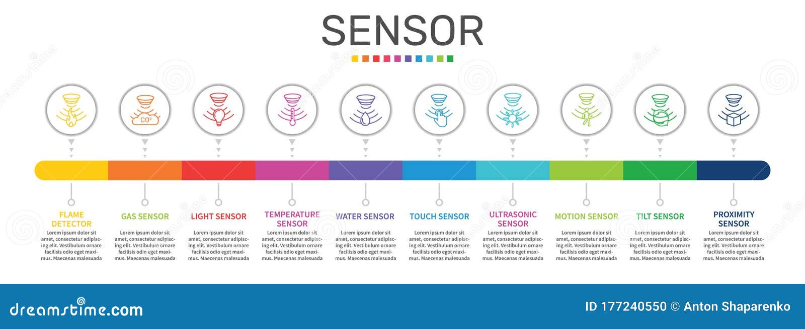 Sensor Infographics Vector Design. Timeline Concept Include Flame ...