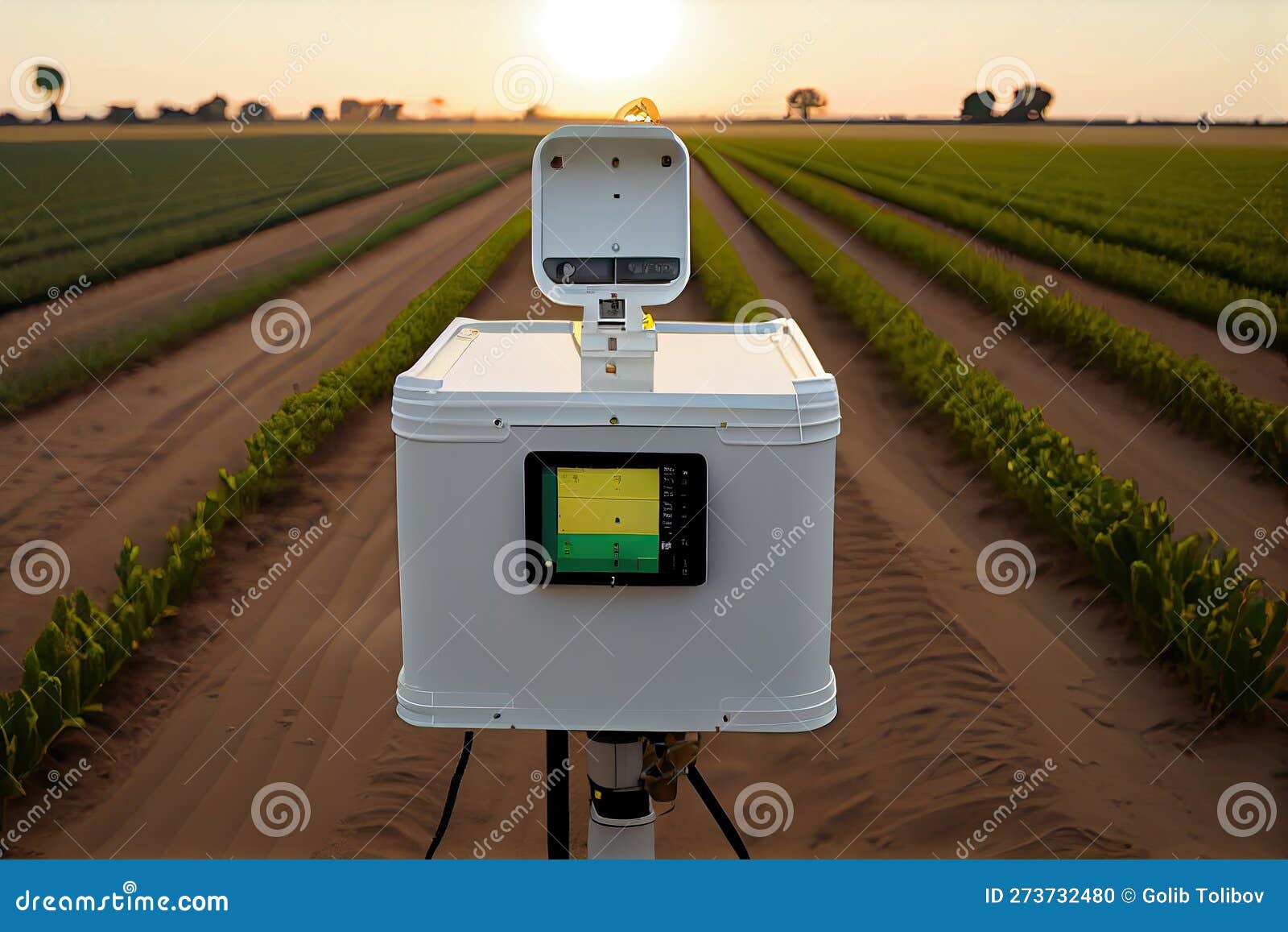 A Sensor in the Middle of a Field of Crops. Generative AI Stock ...