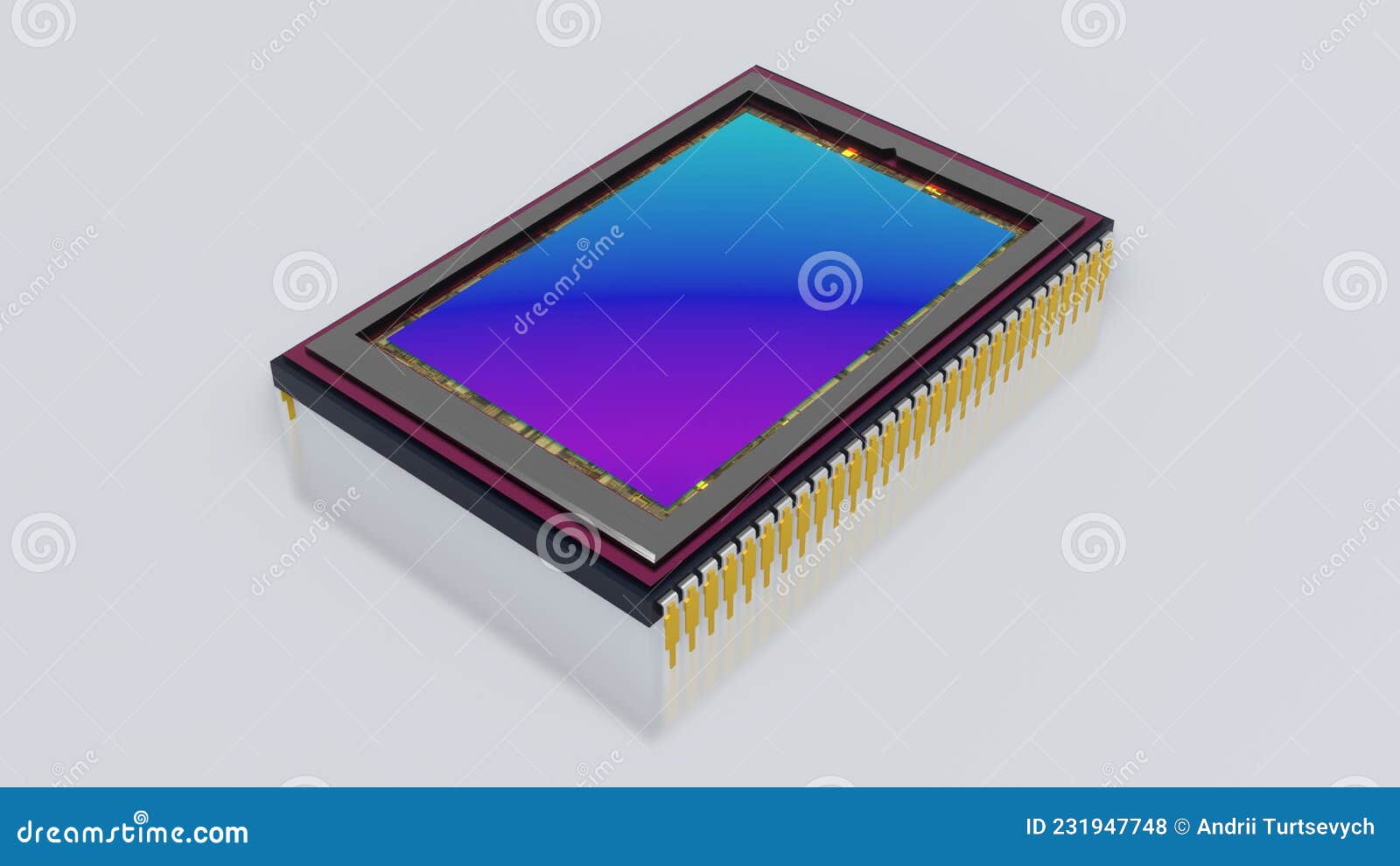 Sensor of Modern Digital Camera. Top Side View, Iridescent Matrix ...