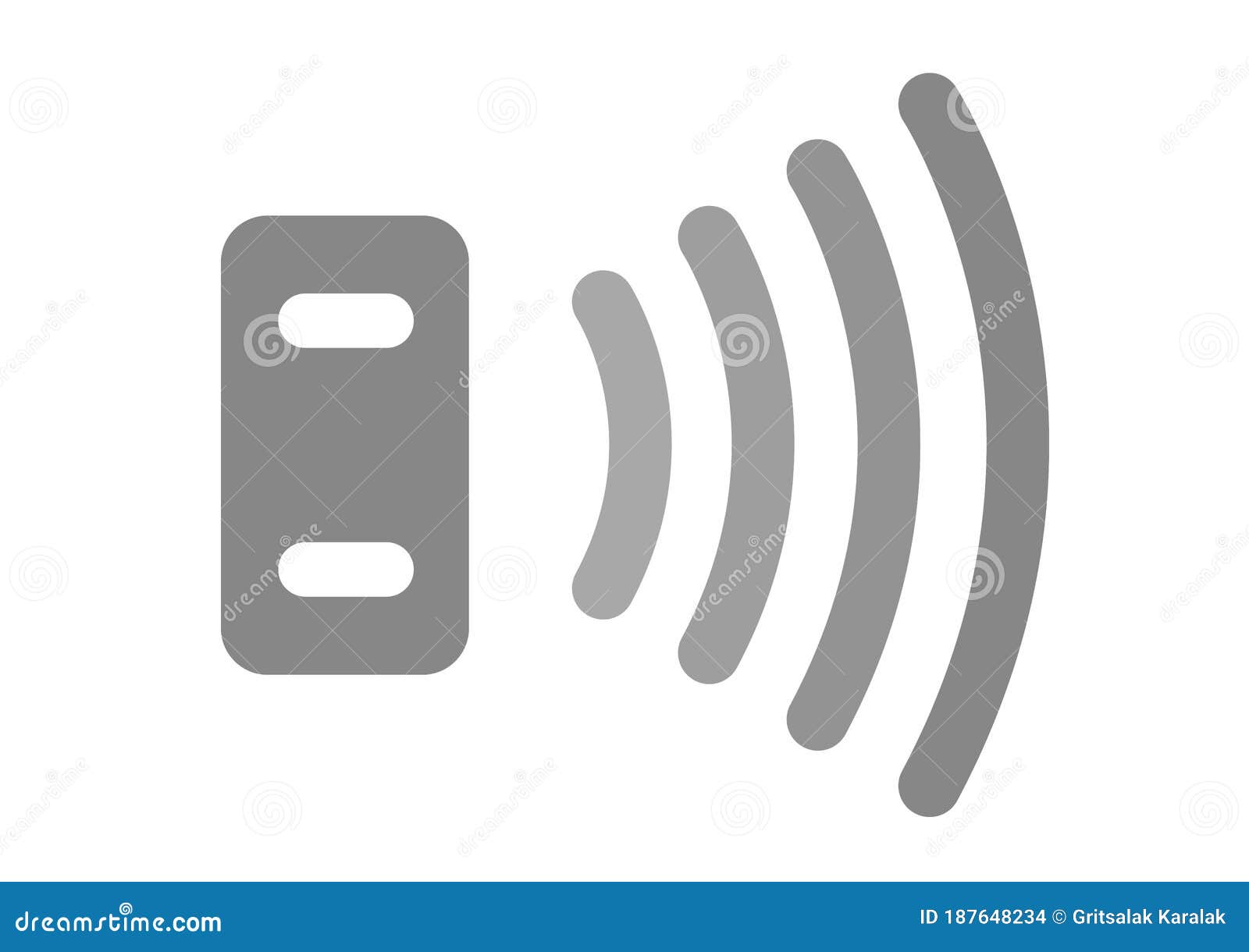 Sensor and Waves Signal Icon Vector on White Background Stock Vector ...