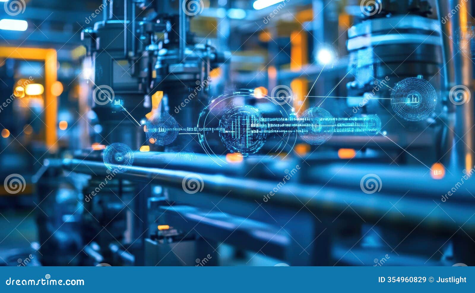 A of Sensors Mounted on Industrial Equipment Emitting Subtle Light ...