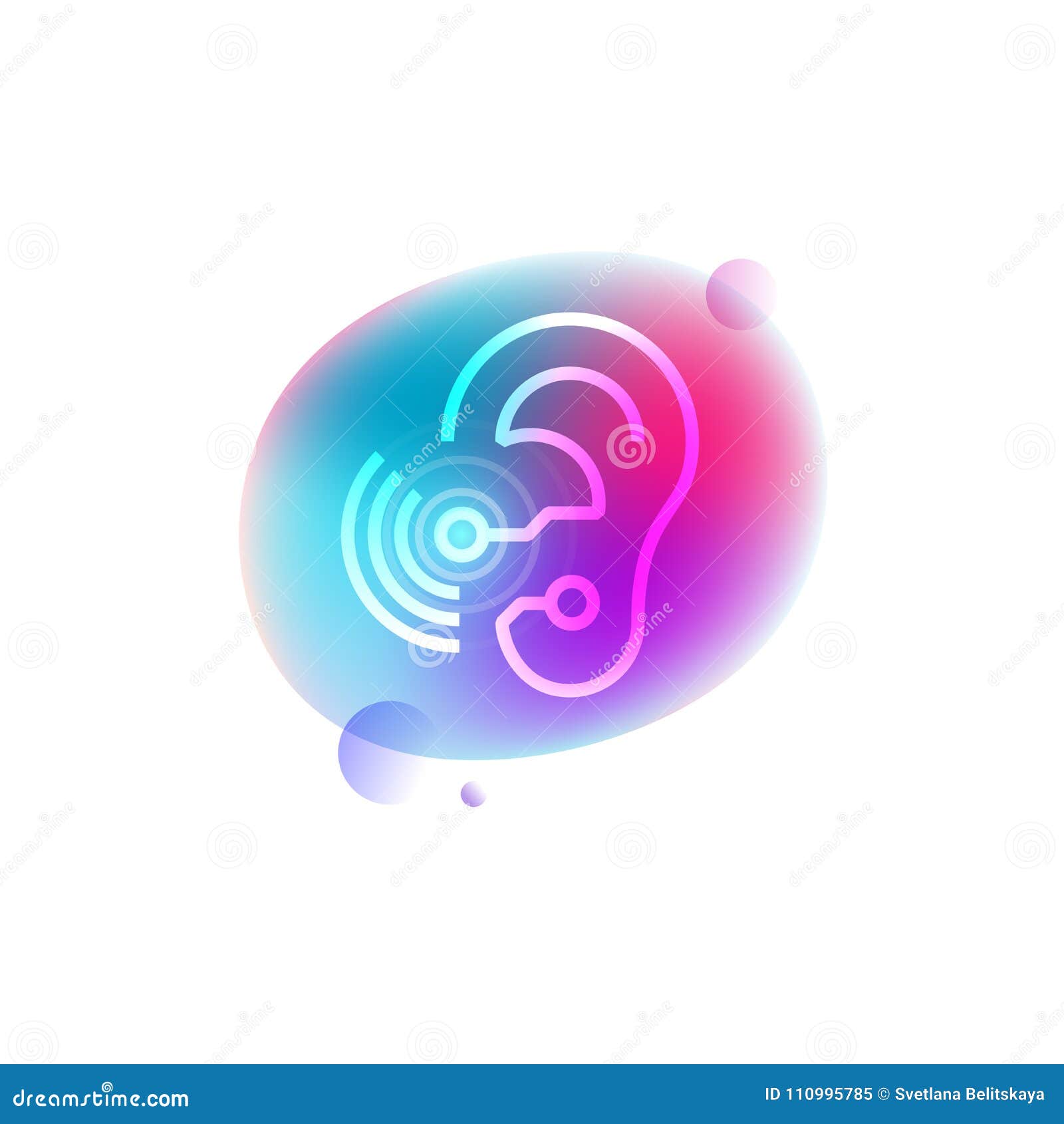 Digital ear neon icon stock vector. Illustration of icon - 110995785